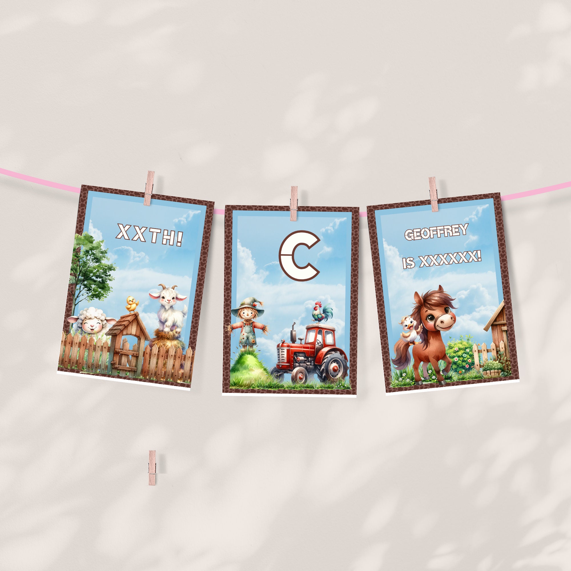Farm Bunting Banner, Barnyard Animals, Garland, Birthday Banner, Farm ...