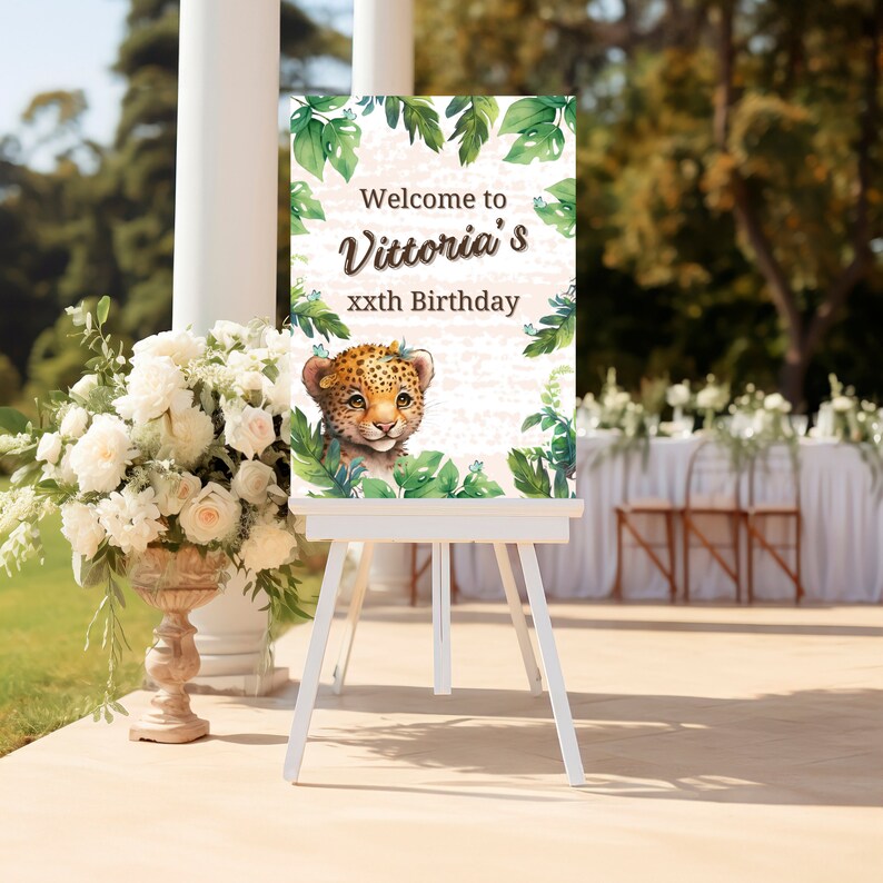 Cheetah Welcome Sign, Custom Party Sign, Printable Welcome Poster ...