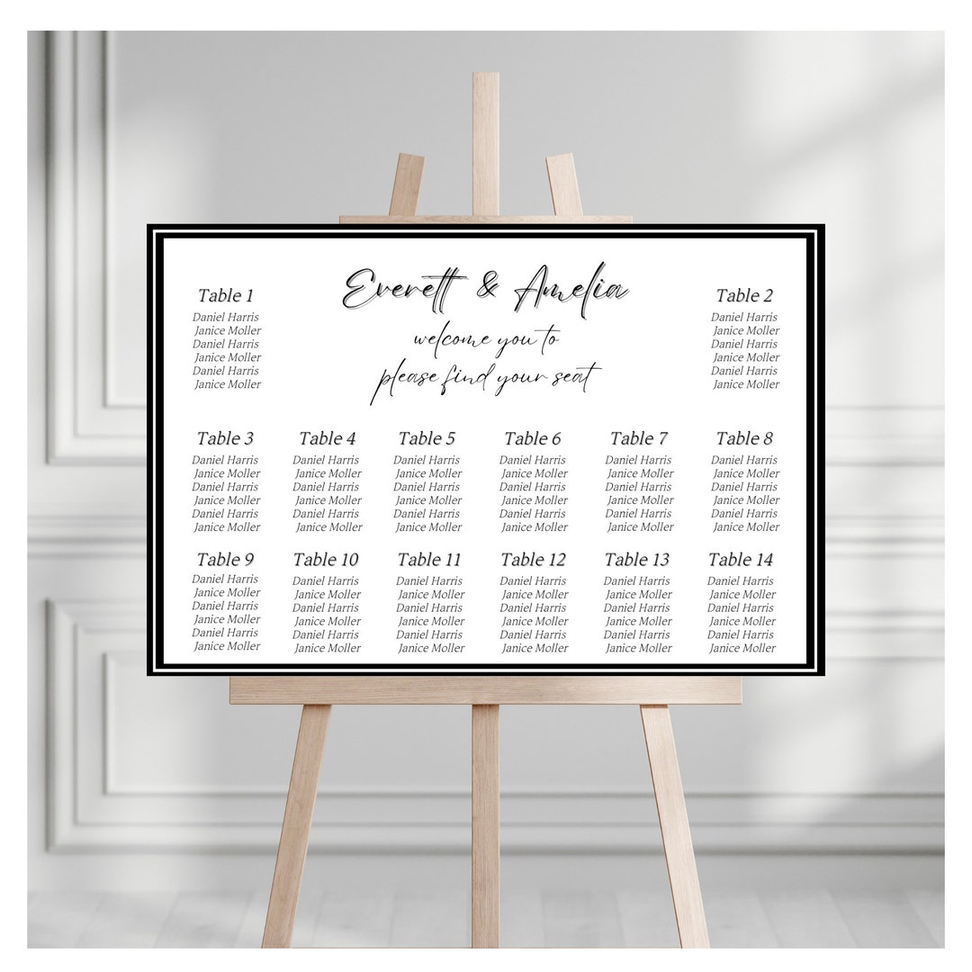 Printable Seating Chart, Wedding Seat Plan, Find Your Seat Sign, Custom ...
