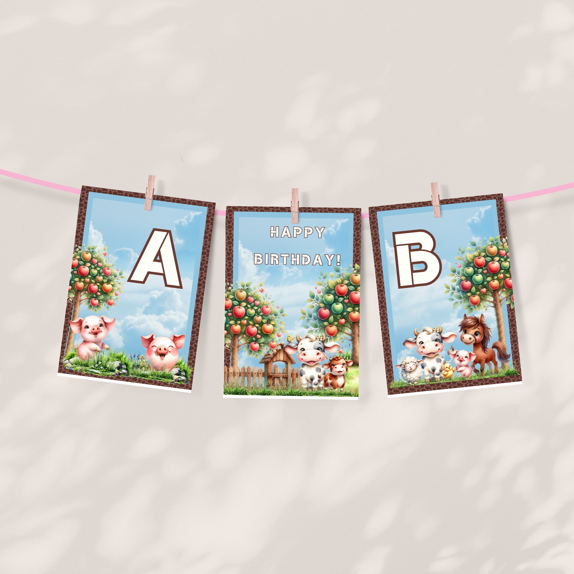 Farm Bunting Banner, Barnyard Animals, Garland, Birthday Banner, Farm ...