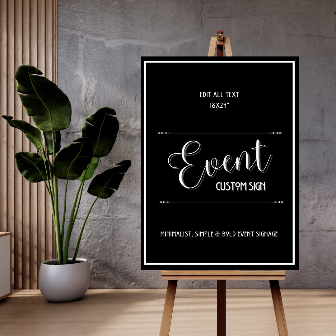 Minimalist Custom Sign Template, Modern Simple Black and White Theme ...