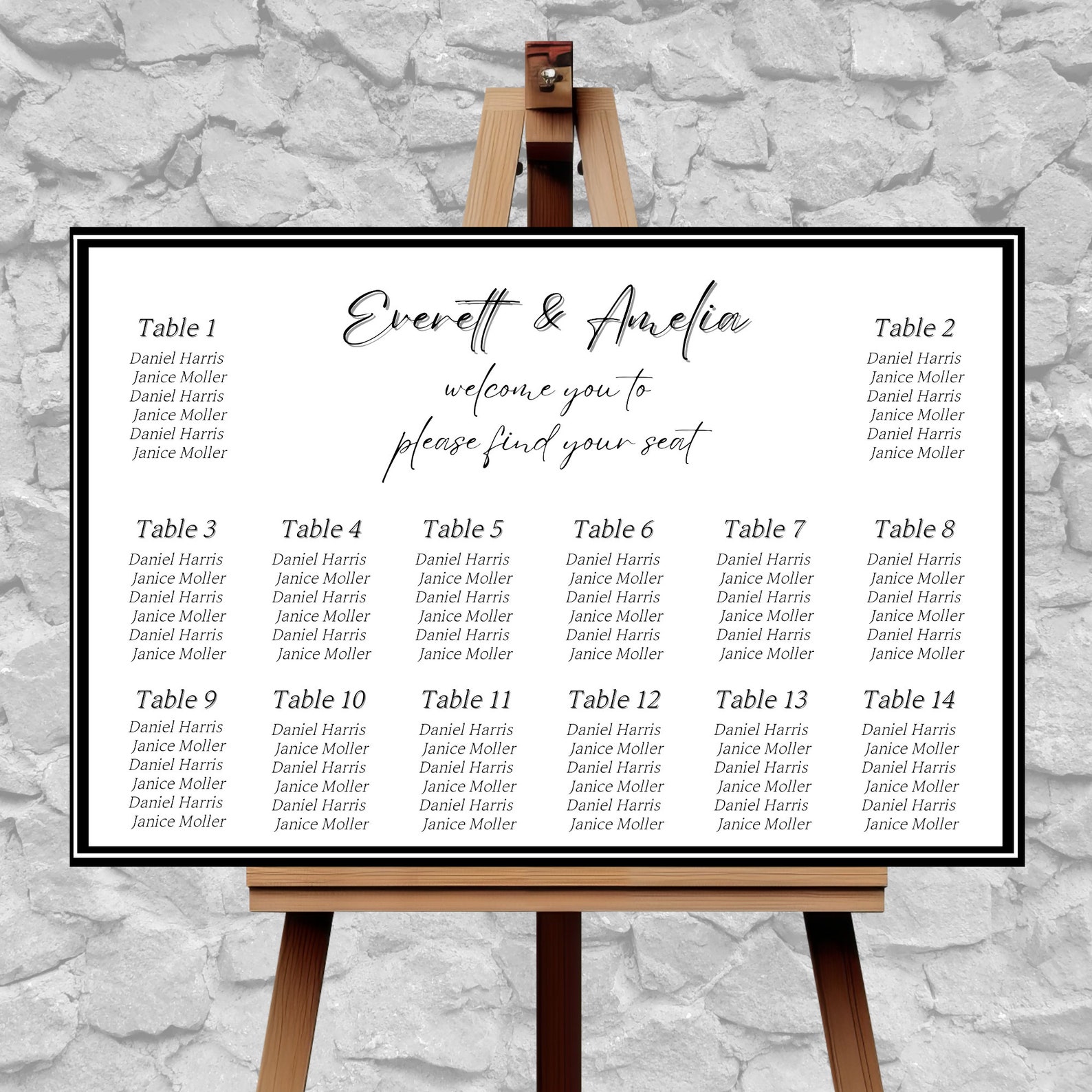 Printable Seating Chart, Wedding Seat Plan, Find Your Seat Sign, Custom ...