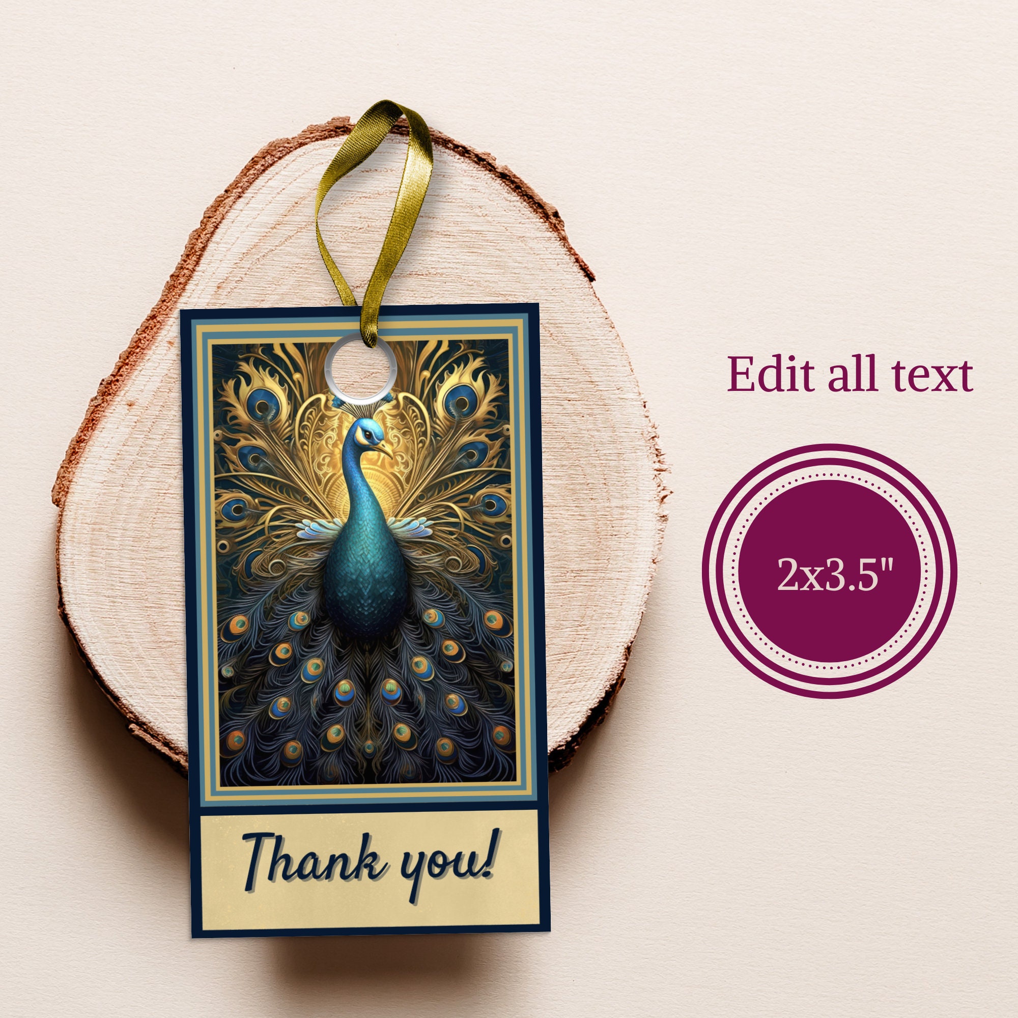 Peacock Thank You Tag, Peacock Birthday Party Favor, Retro Gift Tag ...