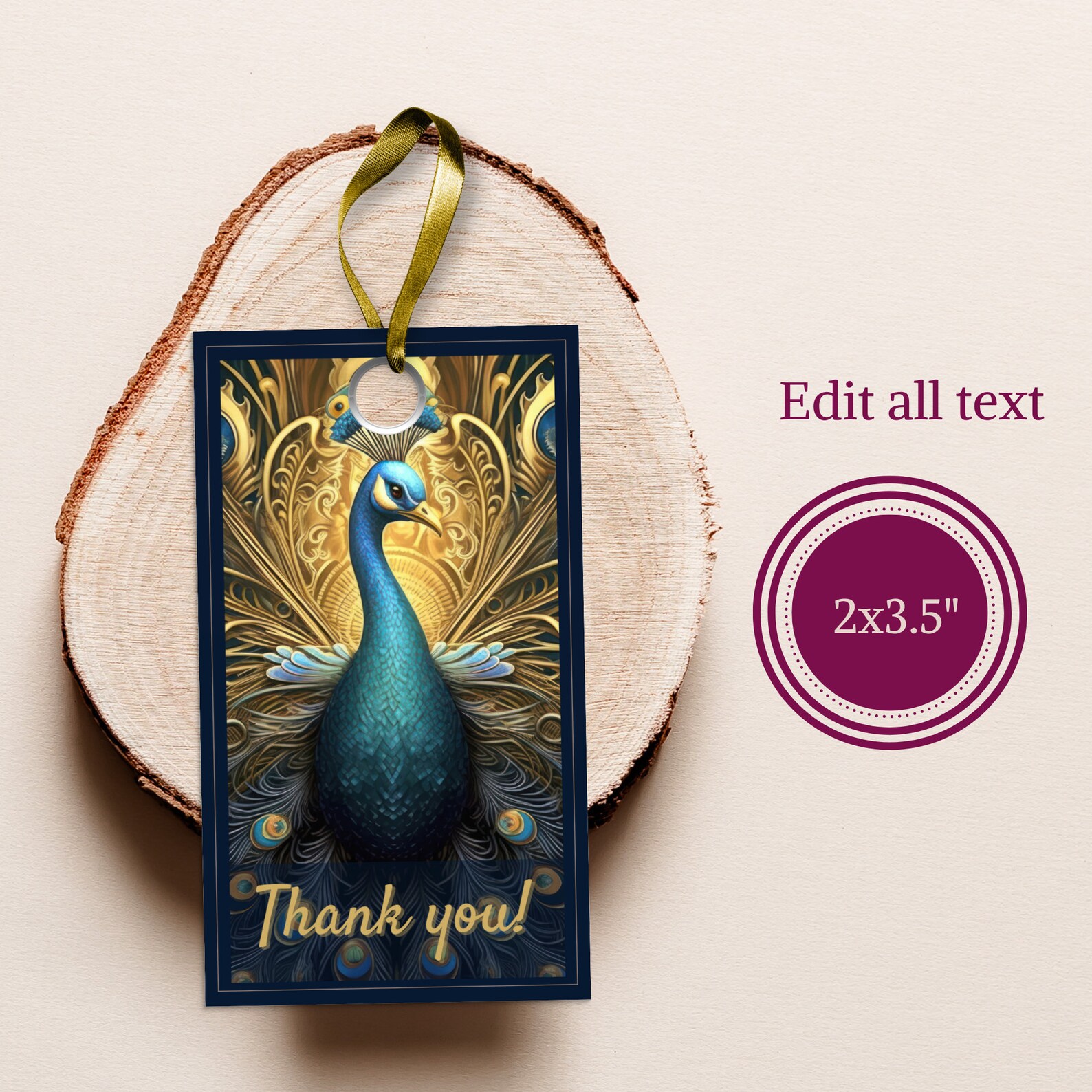 Peacock Thank You Tag, Retro Gift Tag, Peacock Birthday Party Favor ...