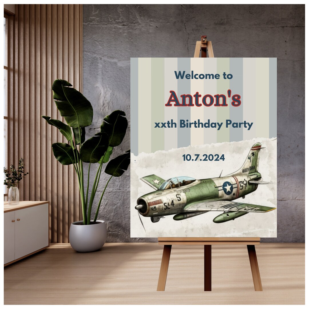 Welcome Sign, Boys Birthday Party Sign, Fighter Pilot, Airplane ...