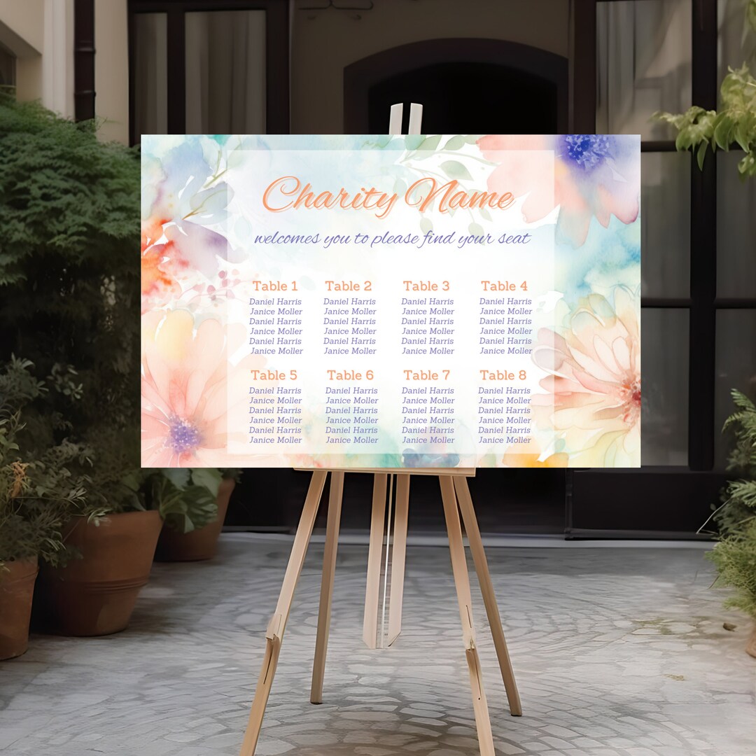 Printable Seating Chart, Charity Fundraiser Seat Plan, Find Your Seat ...