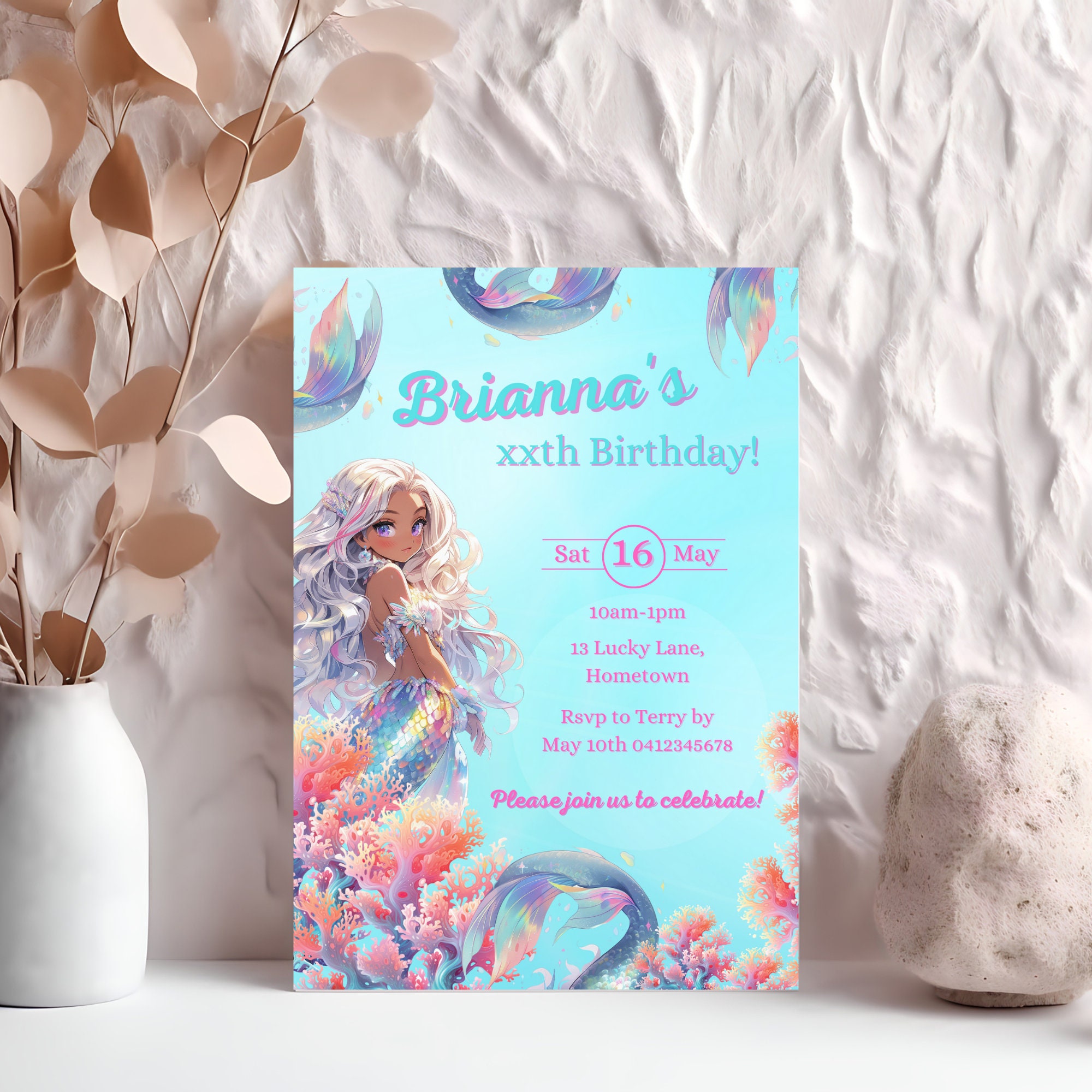 Mermaid Birthday Invitation, Girls Invitation, Under the Sea Invite ...