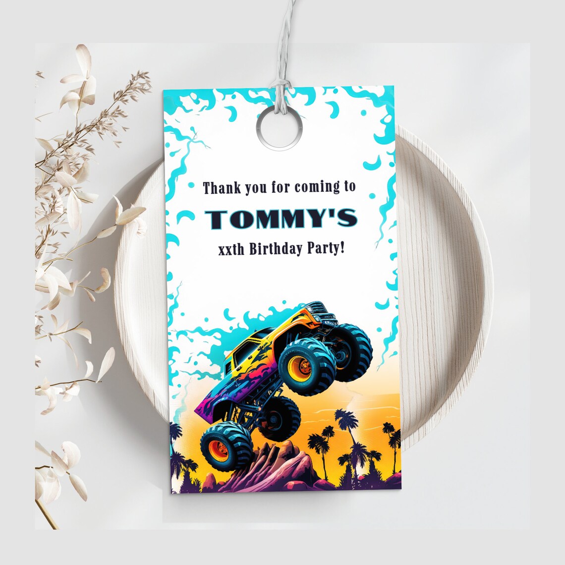 Monster Truck Thank You Tag, Monster Truck Birthday Party Favor, Truck ...