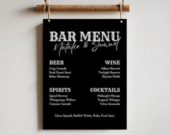 Customizable Black Bar Menu - Etsy