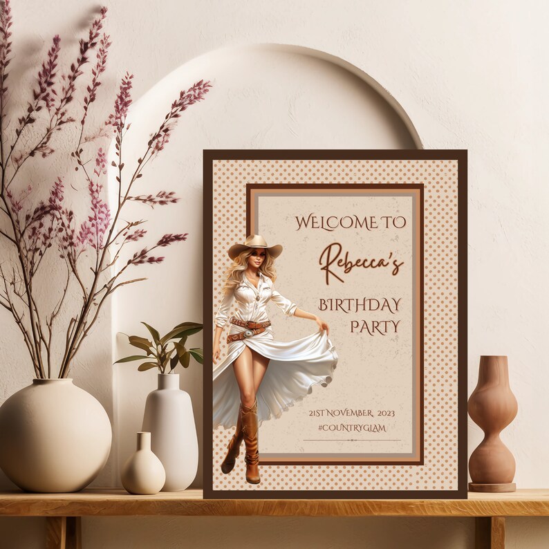 Cowgirl Birthday Welcome Sign, Cowgirl Birthday Decor, Girls Cowgirl ...