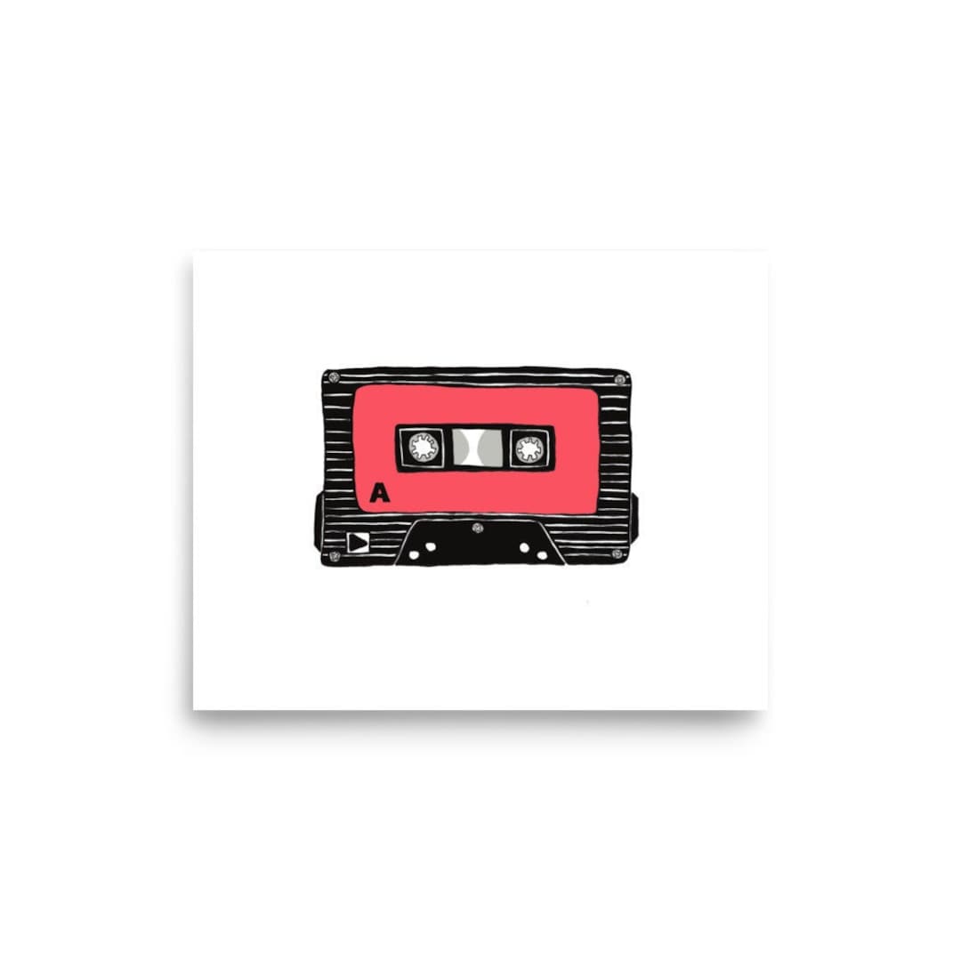 Red Mixed Tape Art Print, Retro Poster, Nostalgic Wall Art, 1980's ...