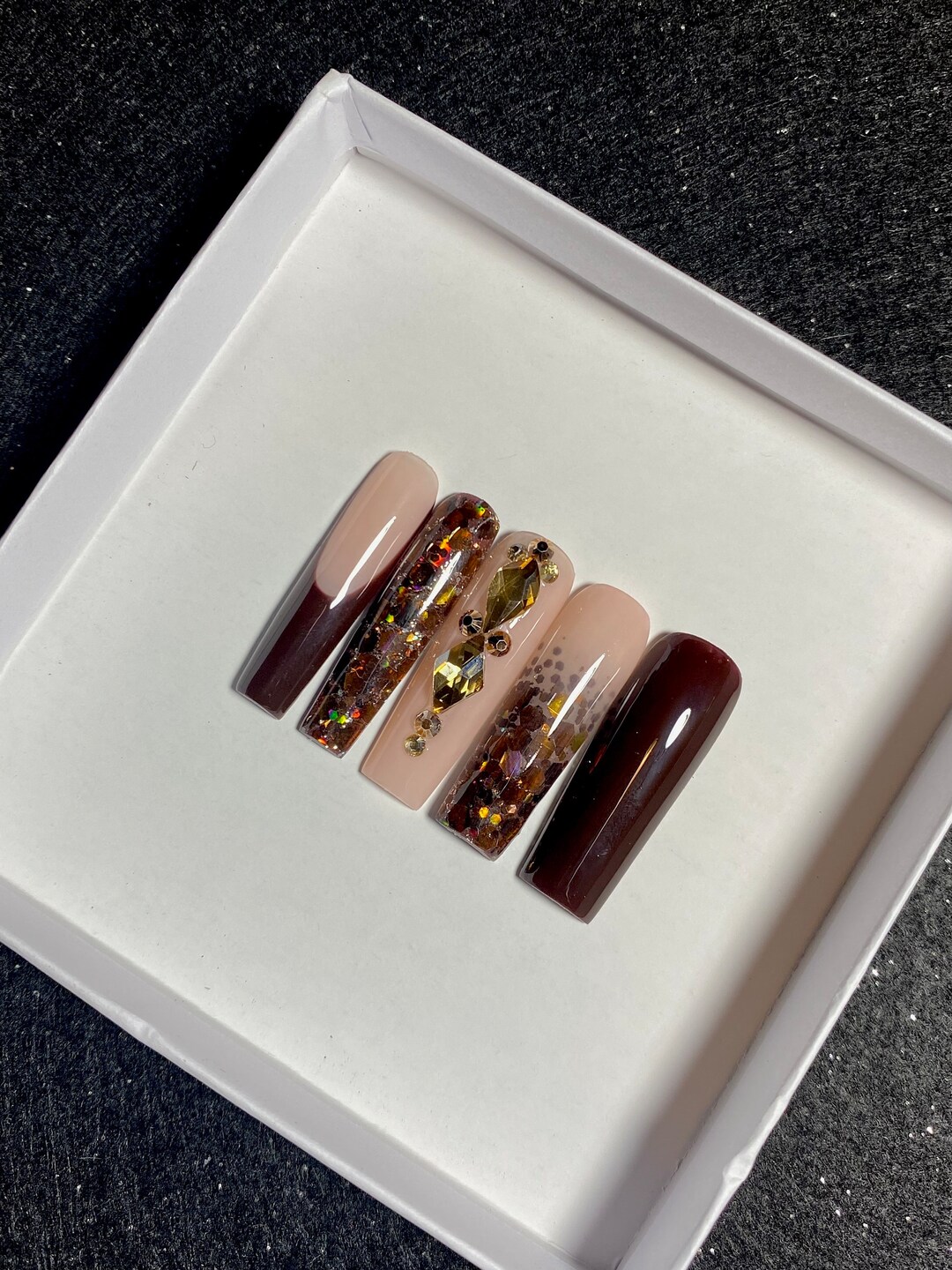 Mocha | Press on Nails | Nail Bling | Brown Fall Nails - Etsy