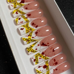 Crime Scene Halloween Press on Nails Bloody Nails - Etsy