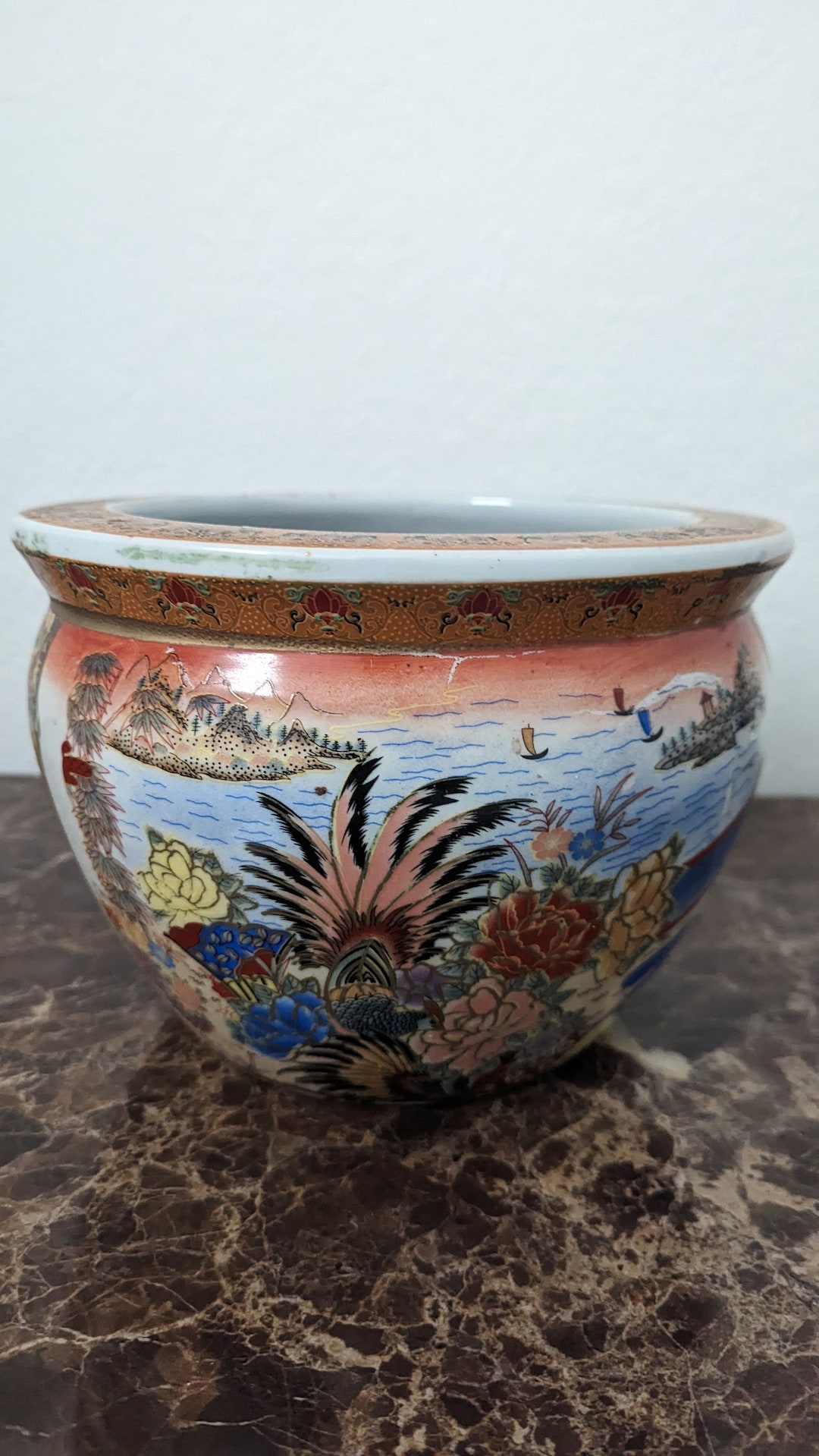 Vintage Chinese Oriental Asian Original Pottery Fish Bowl, Planter - Etsy