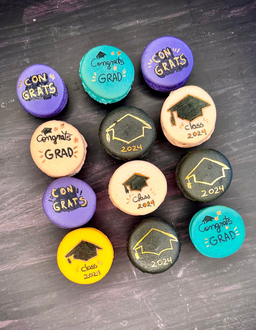 Hand Painted Graduation Theme Macarons Congrats Class of 2024 - Etsy