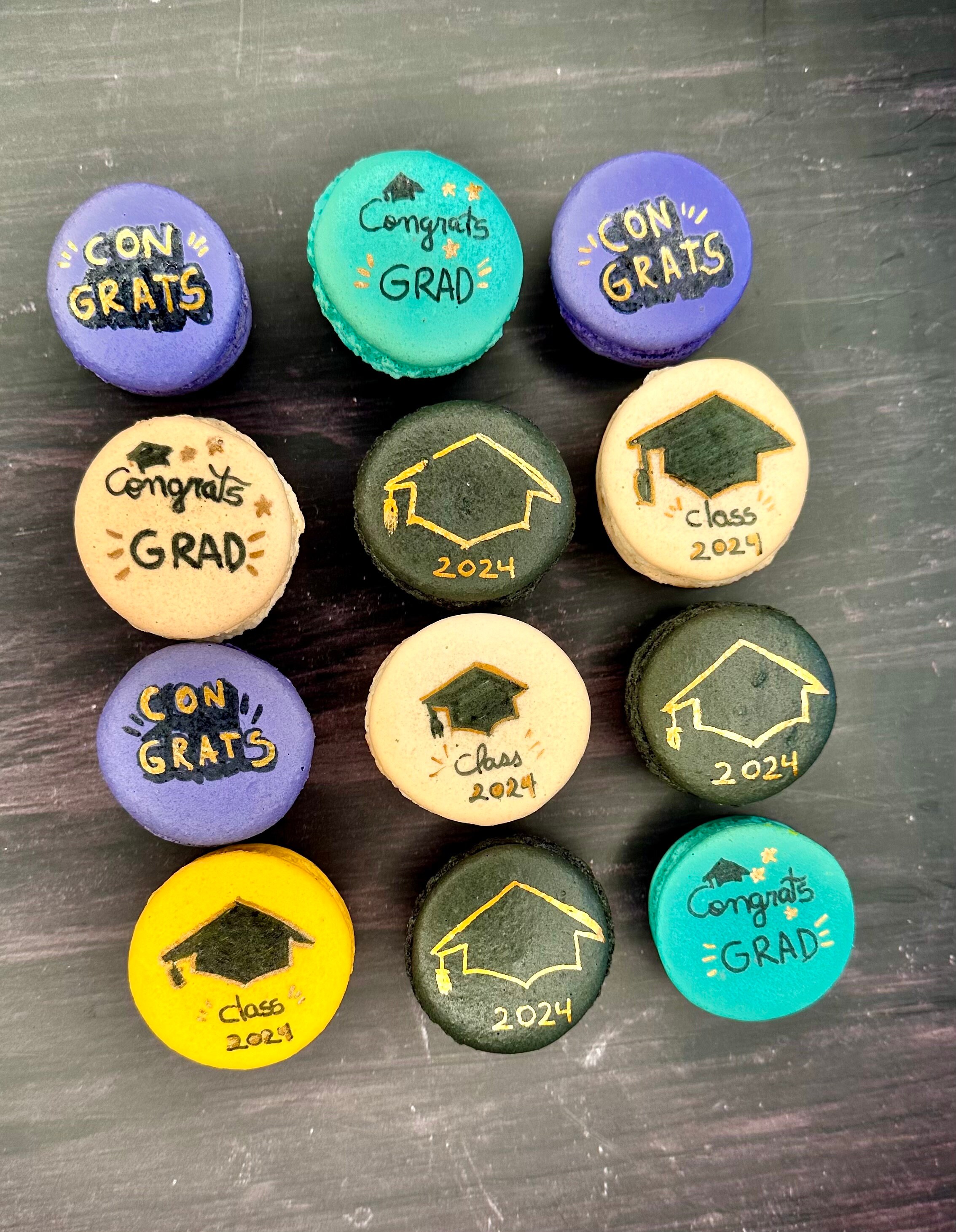 Hand Painted Graduation Theme Macarons Congrats Class of 2024 - Etsy