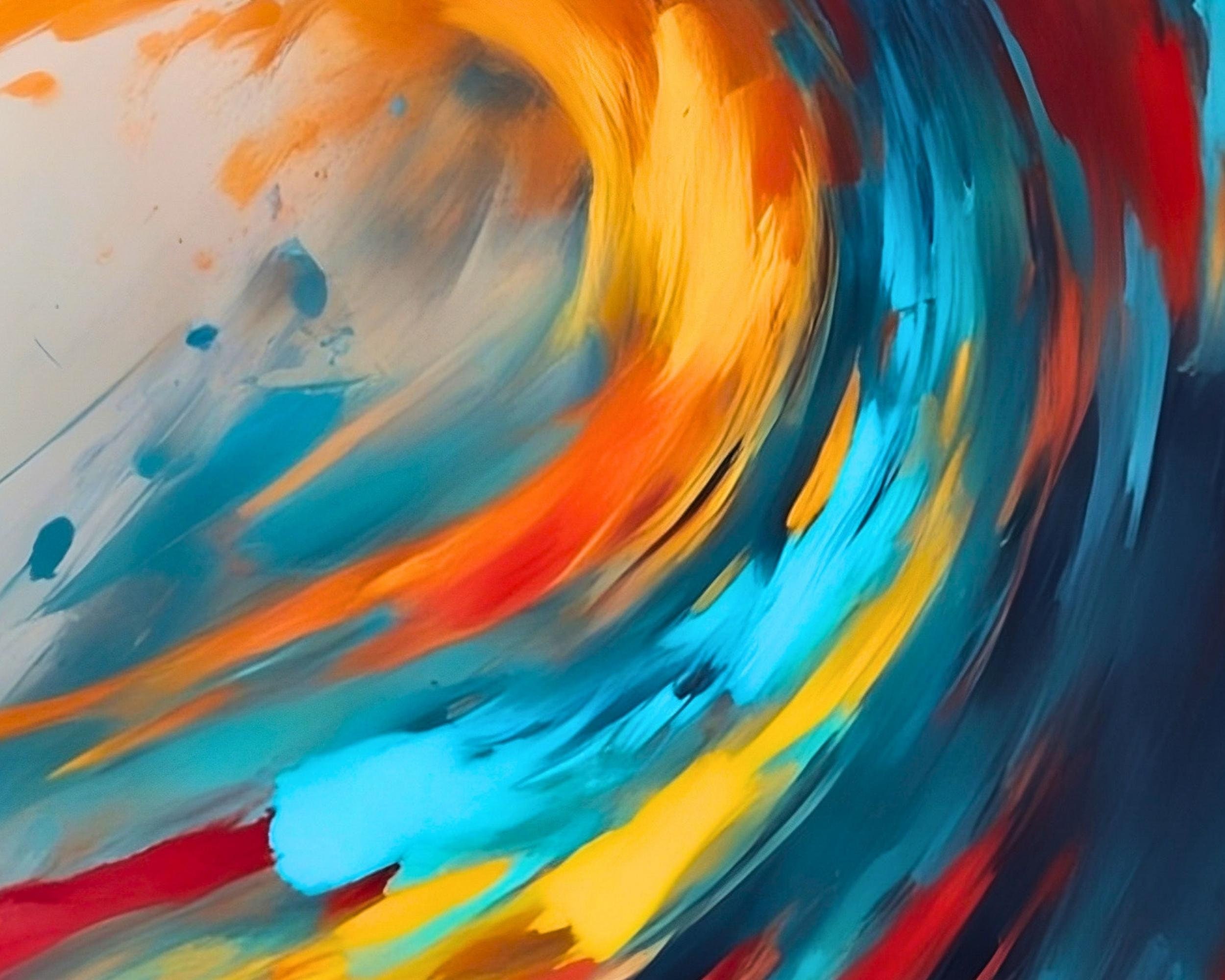 Unframed Bright Abstract Poster, Unframed Colorful Modern Painting ...