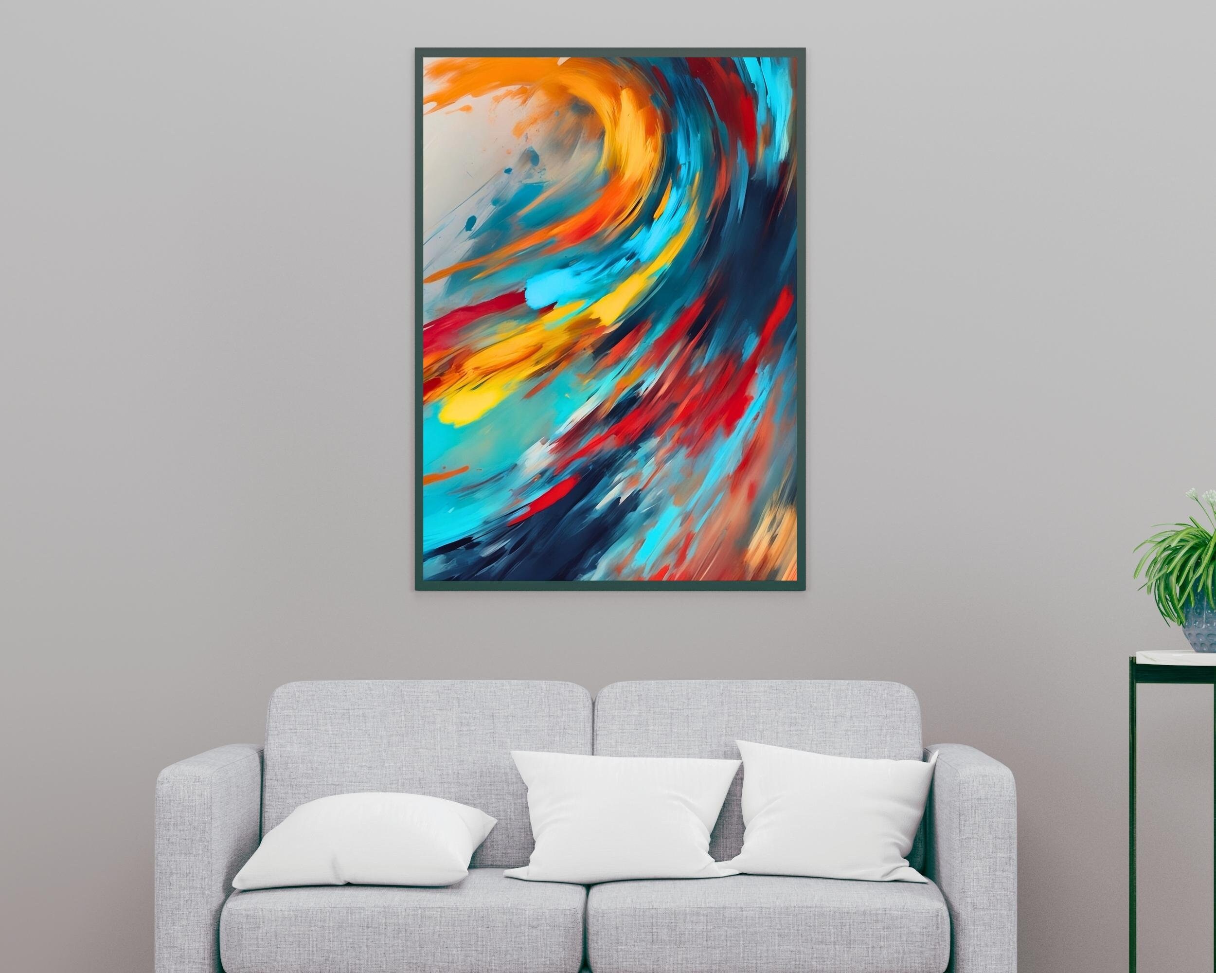 Unframed Bright Abstract Poster, Unframed Colorful Modern Painting ...