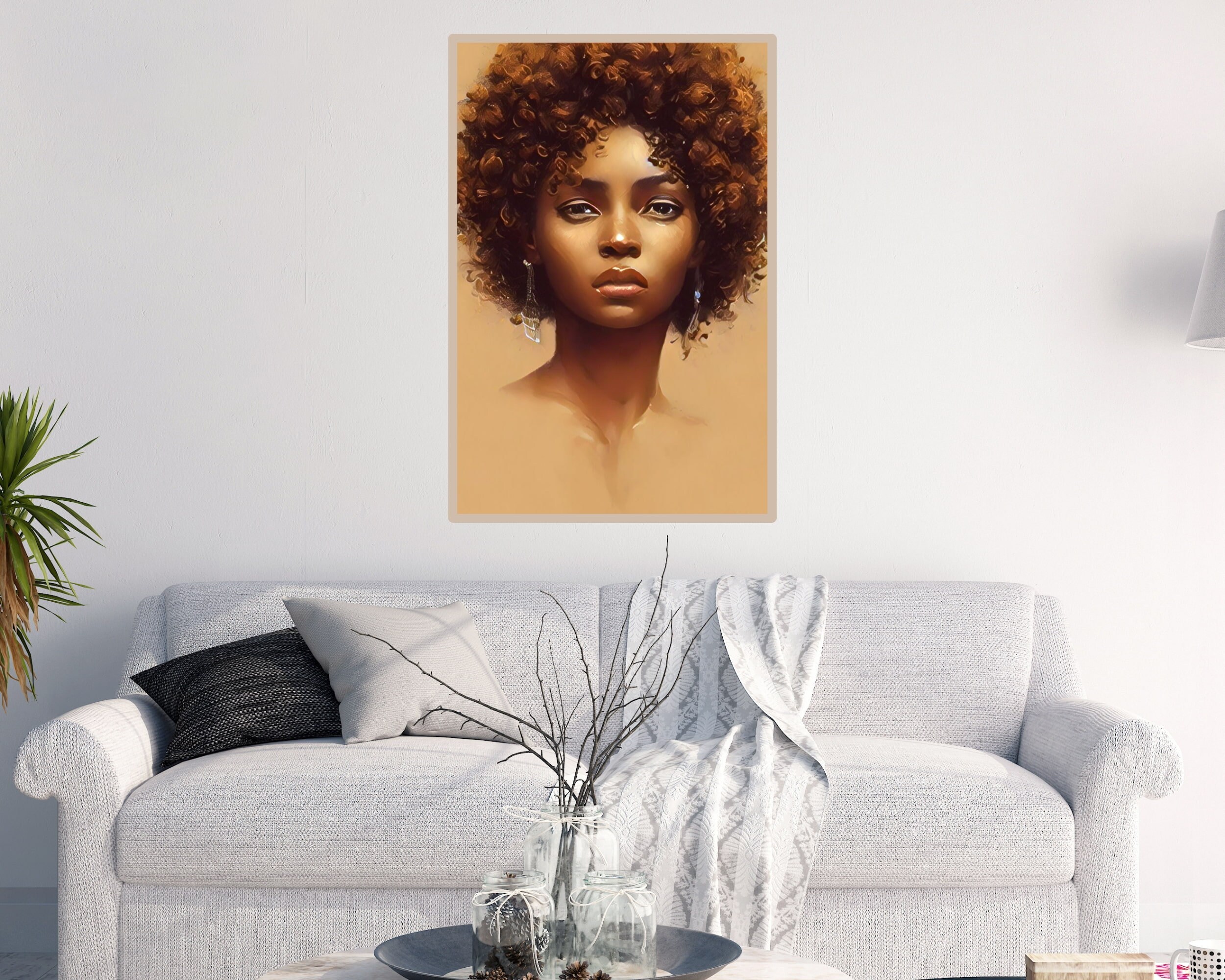 Black Girl With Afro Digital Wall Print Download, Black Girl Afro Hair ...