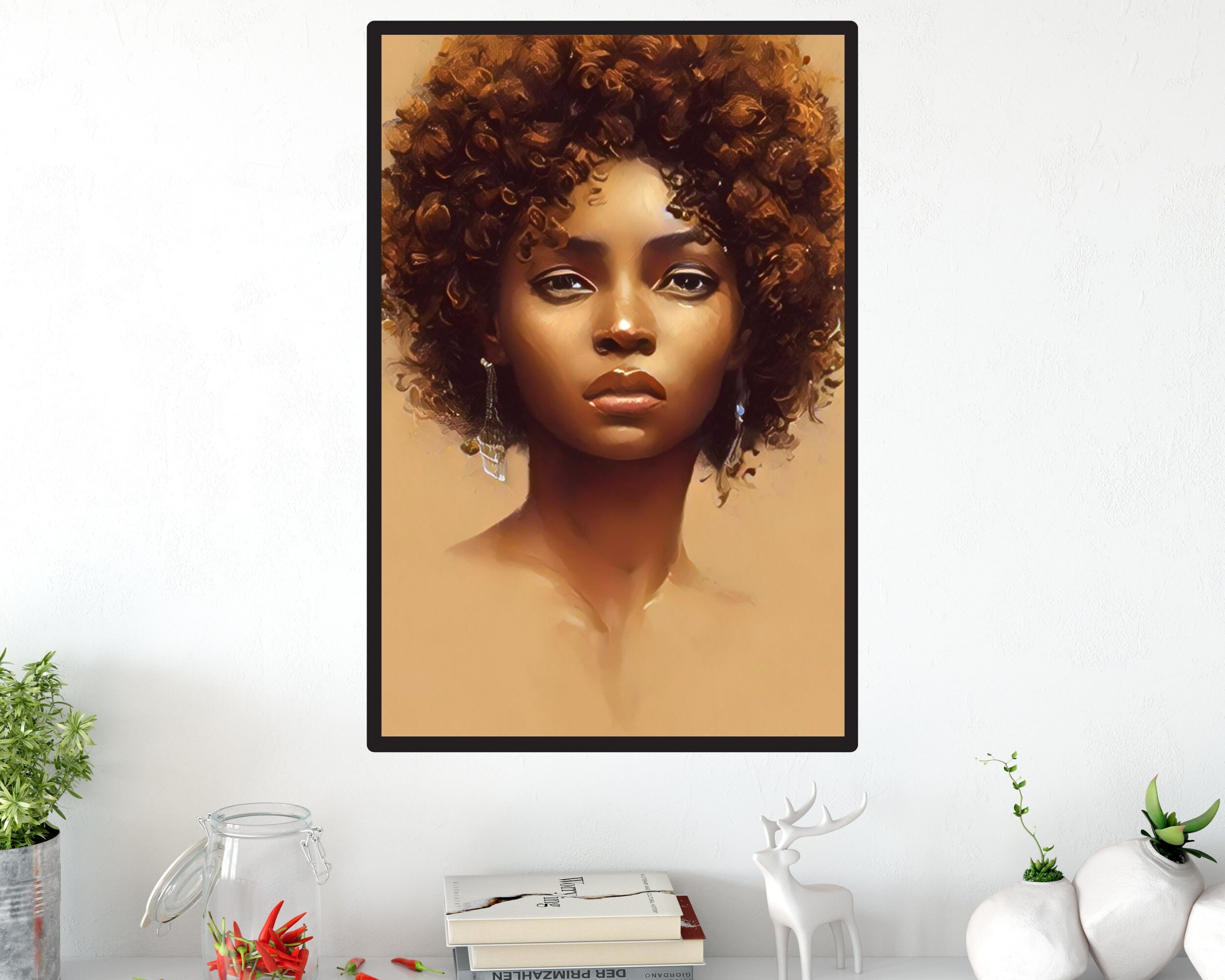 Black Girl With Afro Digital Wall Print Download, Black Girl Afro Hair ...