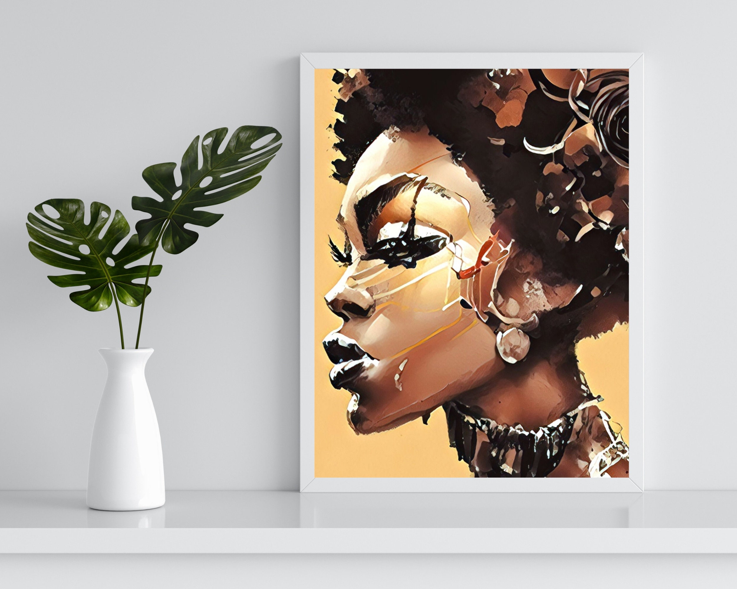 Abstract Black Woman Portrait Modern Printable, Abstract African Girl ...