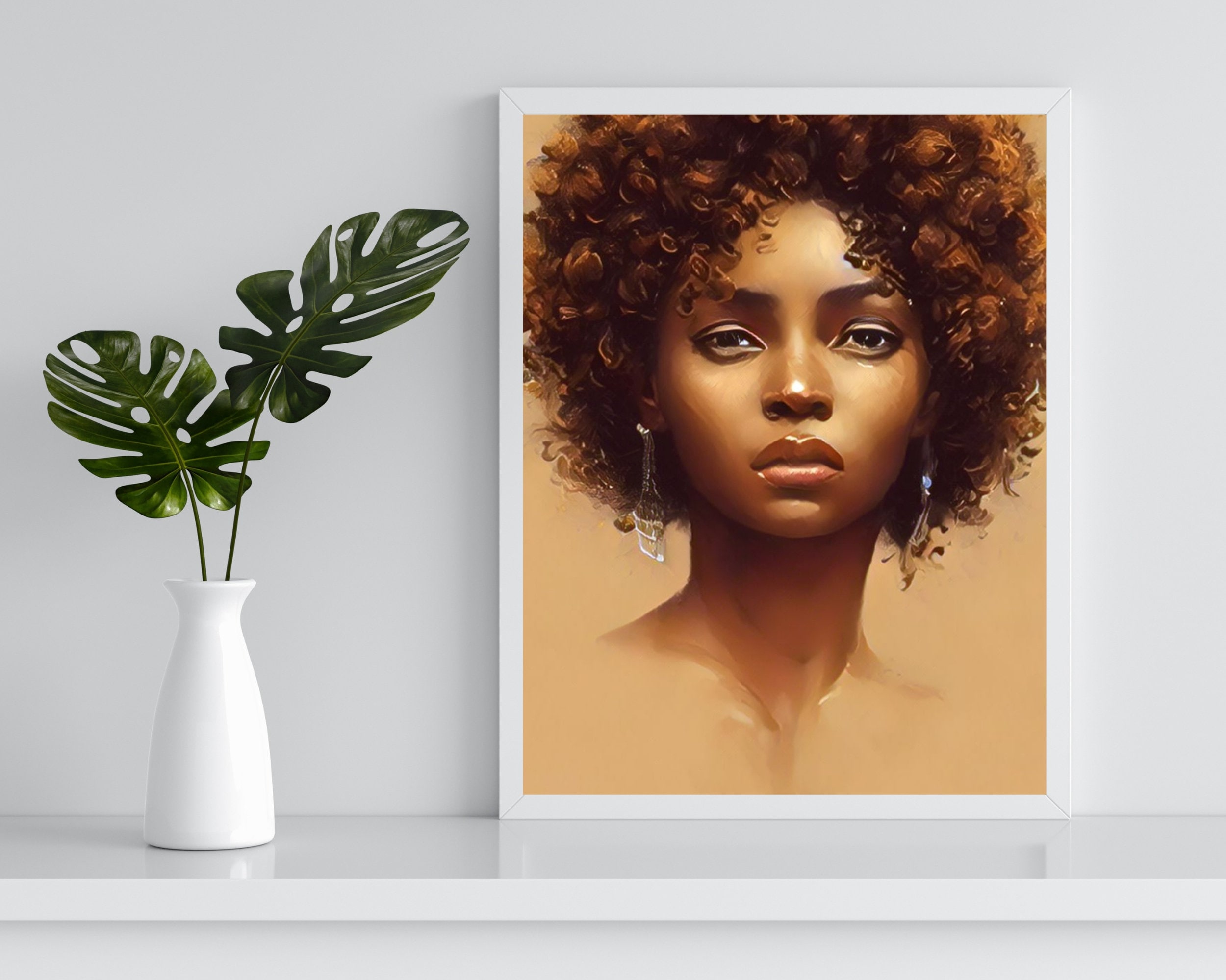 Black Girl With Afro Digital Wall Print Download, Black Girl Afro Hair ...