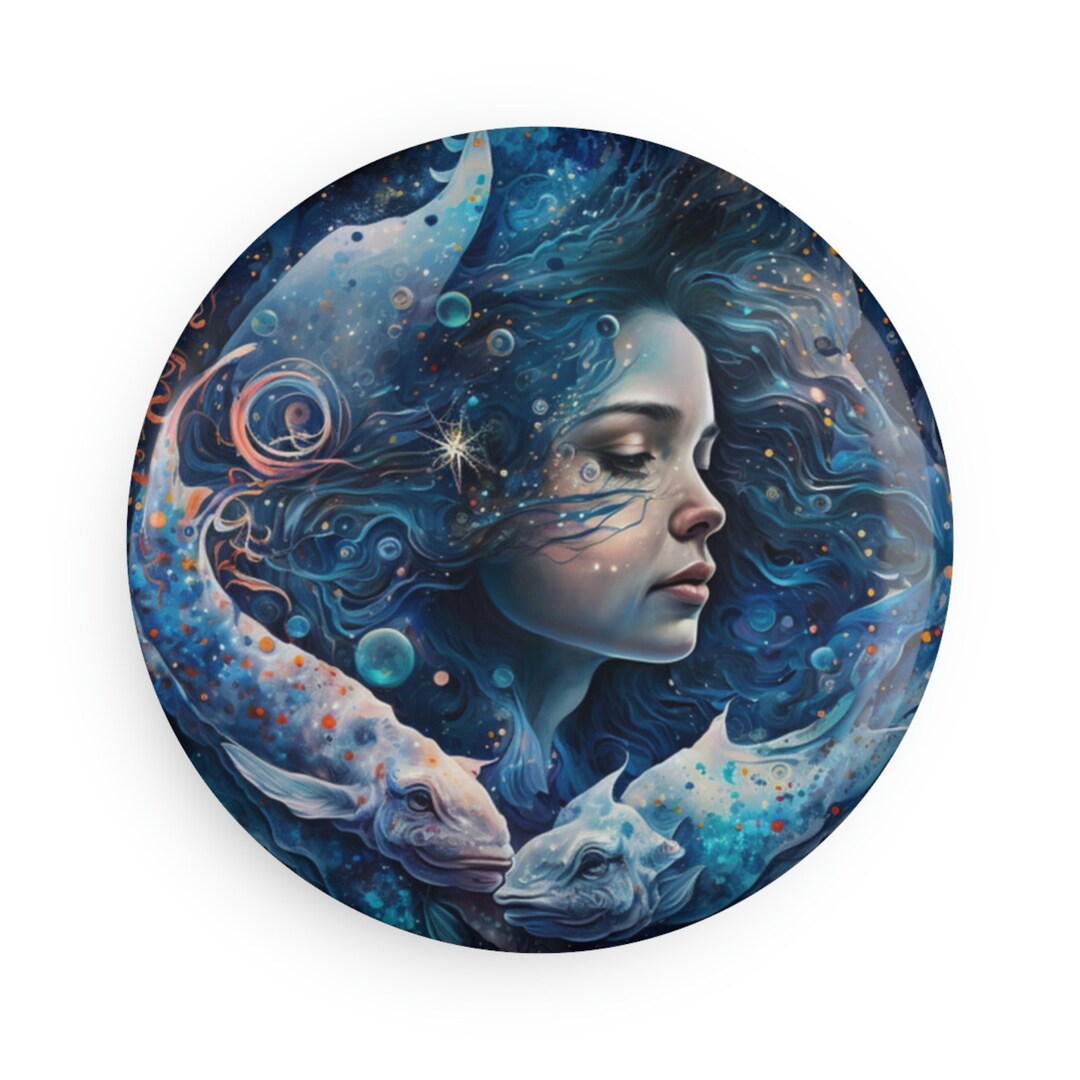 Pisces Goddess Button Magnet Round - Etsy