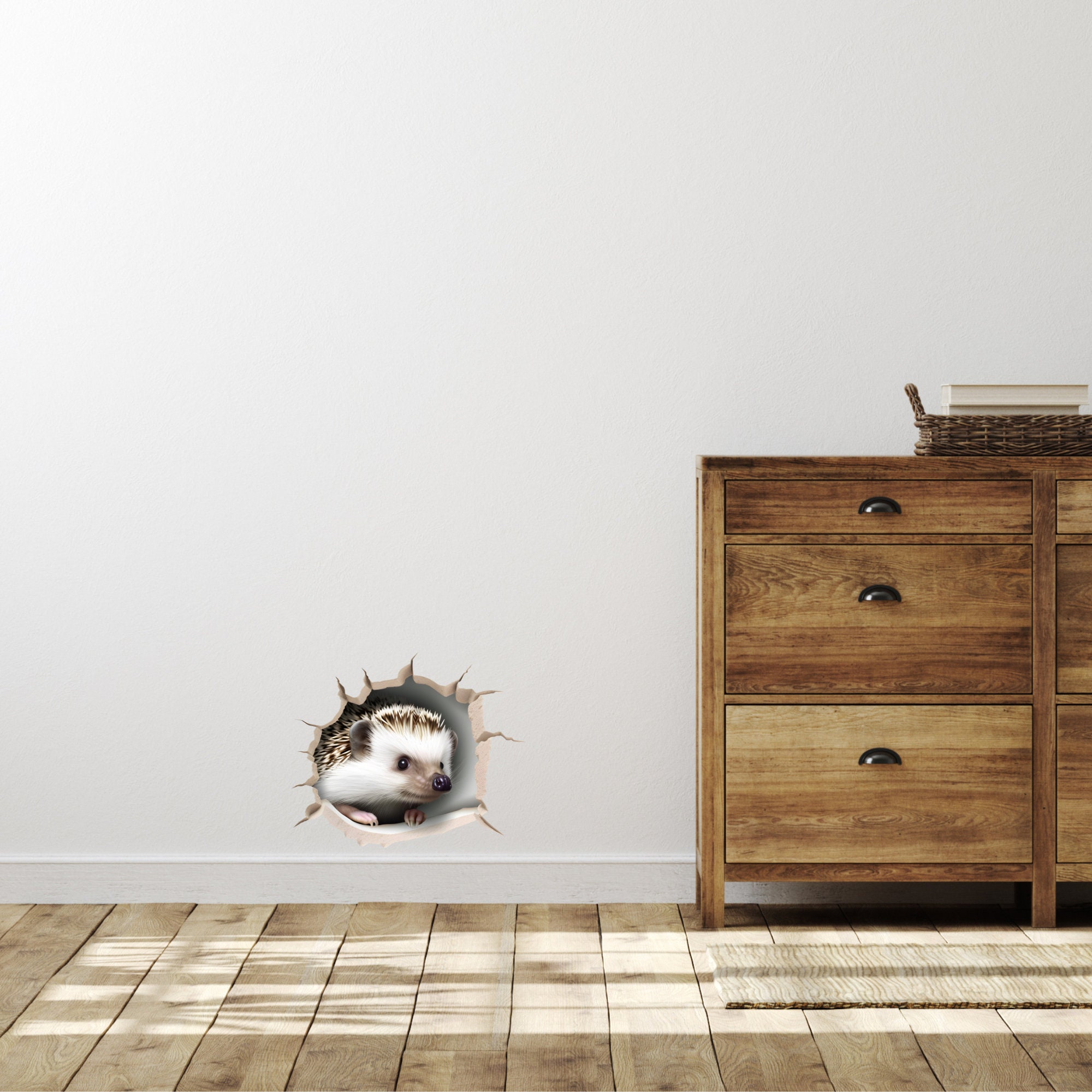 Hedgehog Hole in Wall Decal - Hedgehog Hole 3D Wall Sticker - Etsy