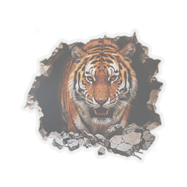 3D Tiger Wall Sticker – Realistic Breakthrough Vinyl Decal, Jungle ...