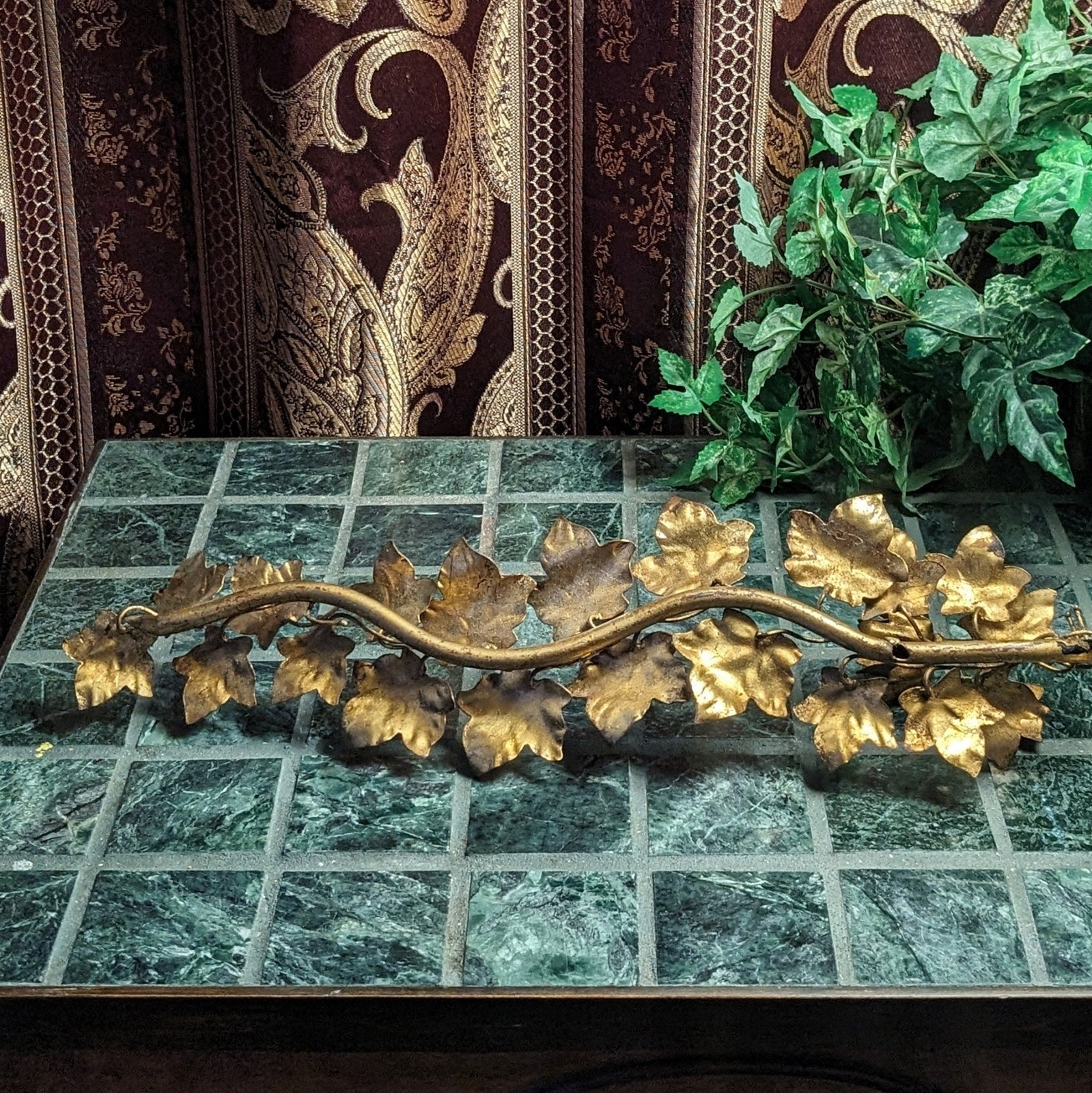 Large Italian MCM Gold Gilt Florentine Metal Leaf Vintage Tole Wall ...