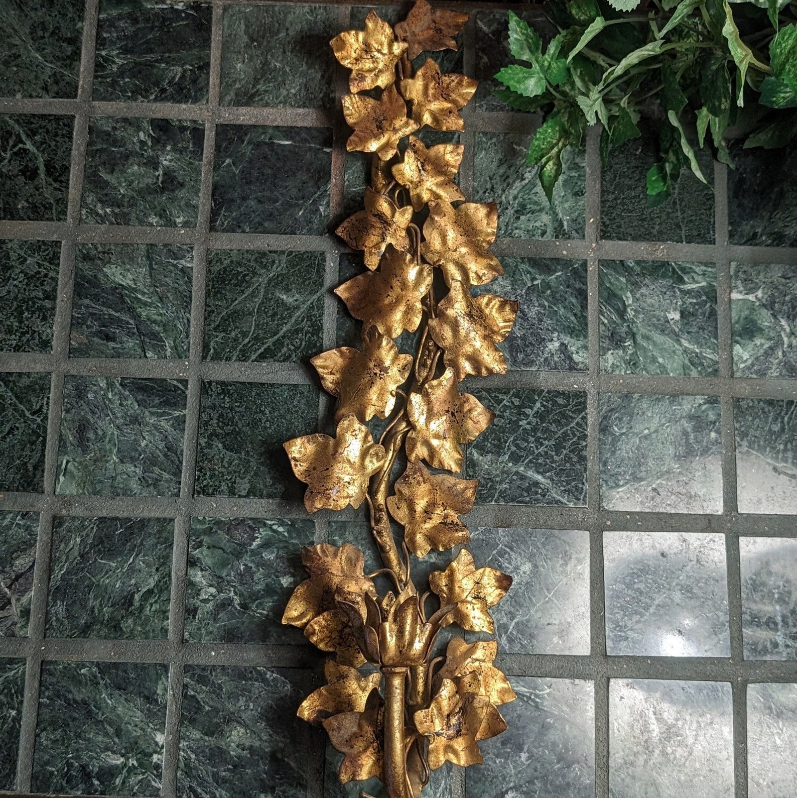 Large Italian MCM Gold Gilt Florentine Metal Leaf Vintage Tole Wall ...