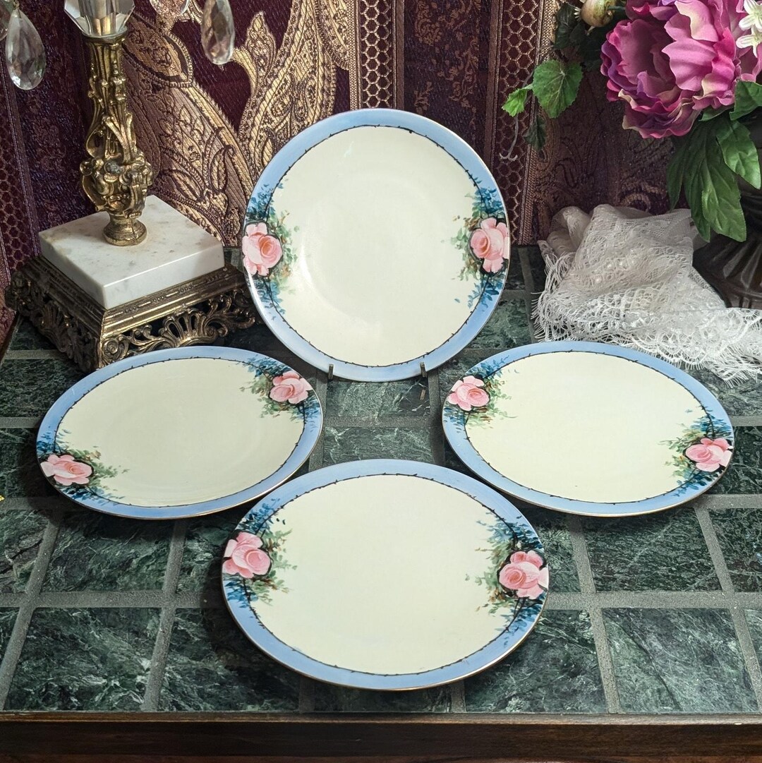Four Antique 1880-1918 Z.S. & Co Zeh Scherzer Bavaria Hand Painted 7.5 ...