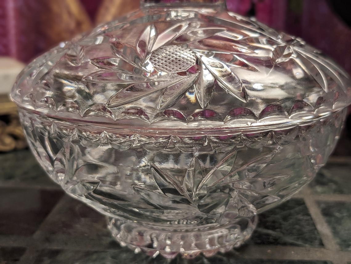 Large Vintage Cut Crystal Candy Dish - Etsy