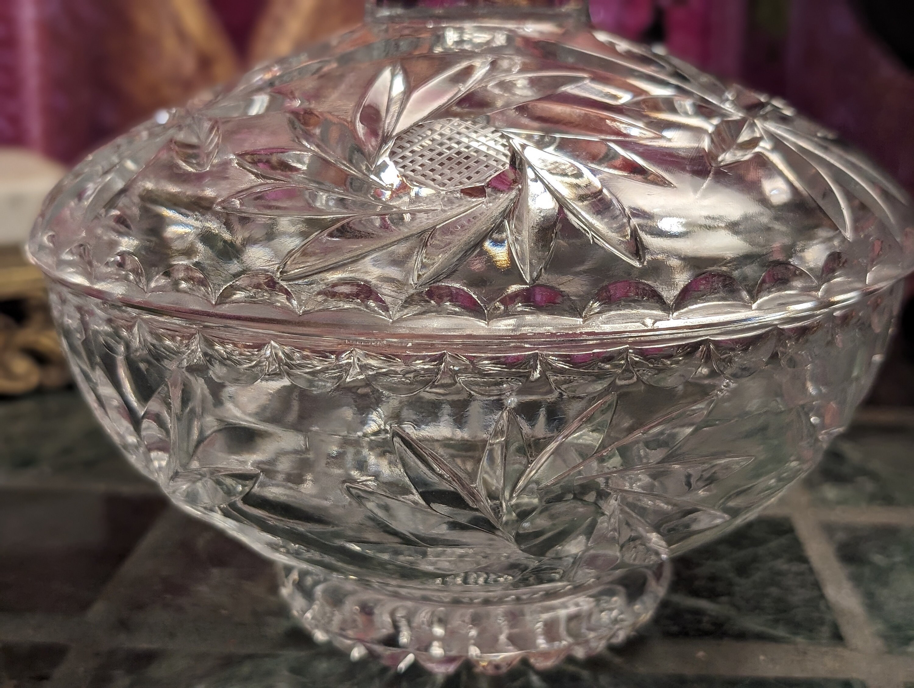 Large Vintage Cut Crystal Candy Dish - Etsy