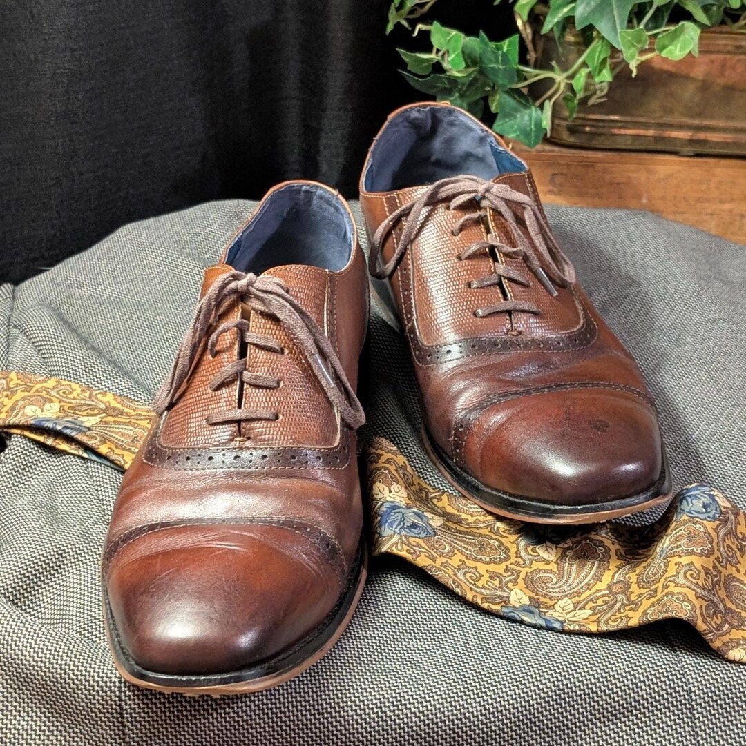 Vintage Foundry Co. Leather Brown Lace up Cap Toe Oxford Dress Shoes US ...