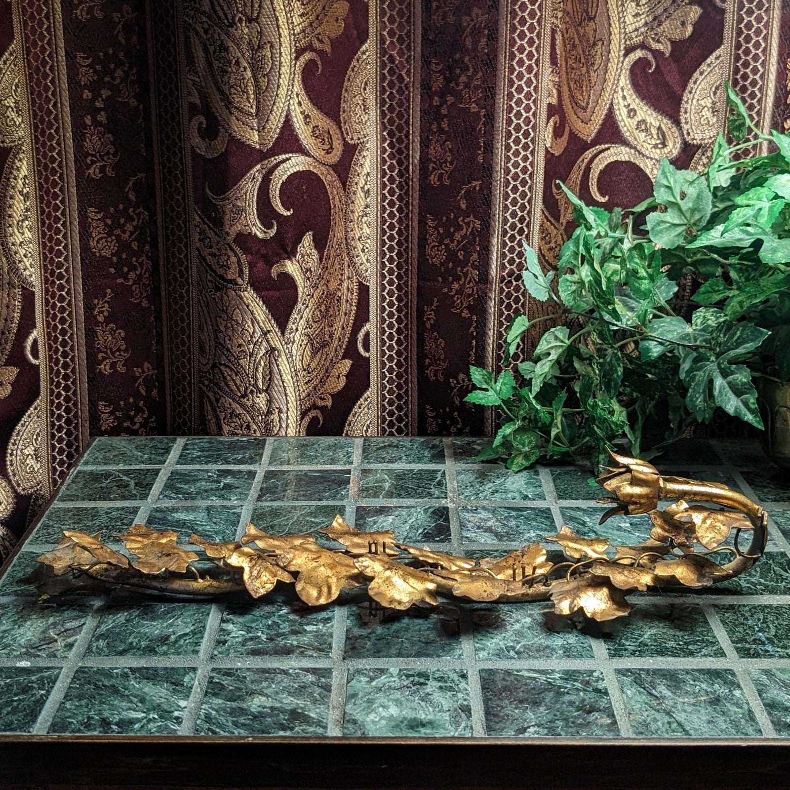 Large Italian MCM Gold Gilt Florentine Metal Leaf Vintage Tole Wall ...