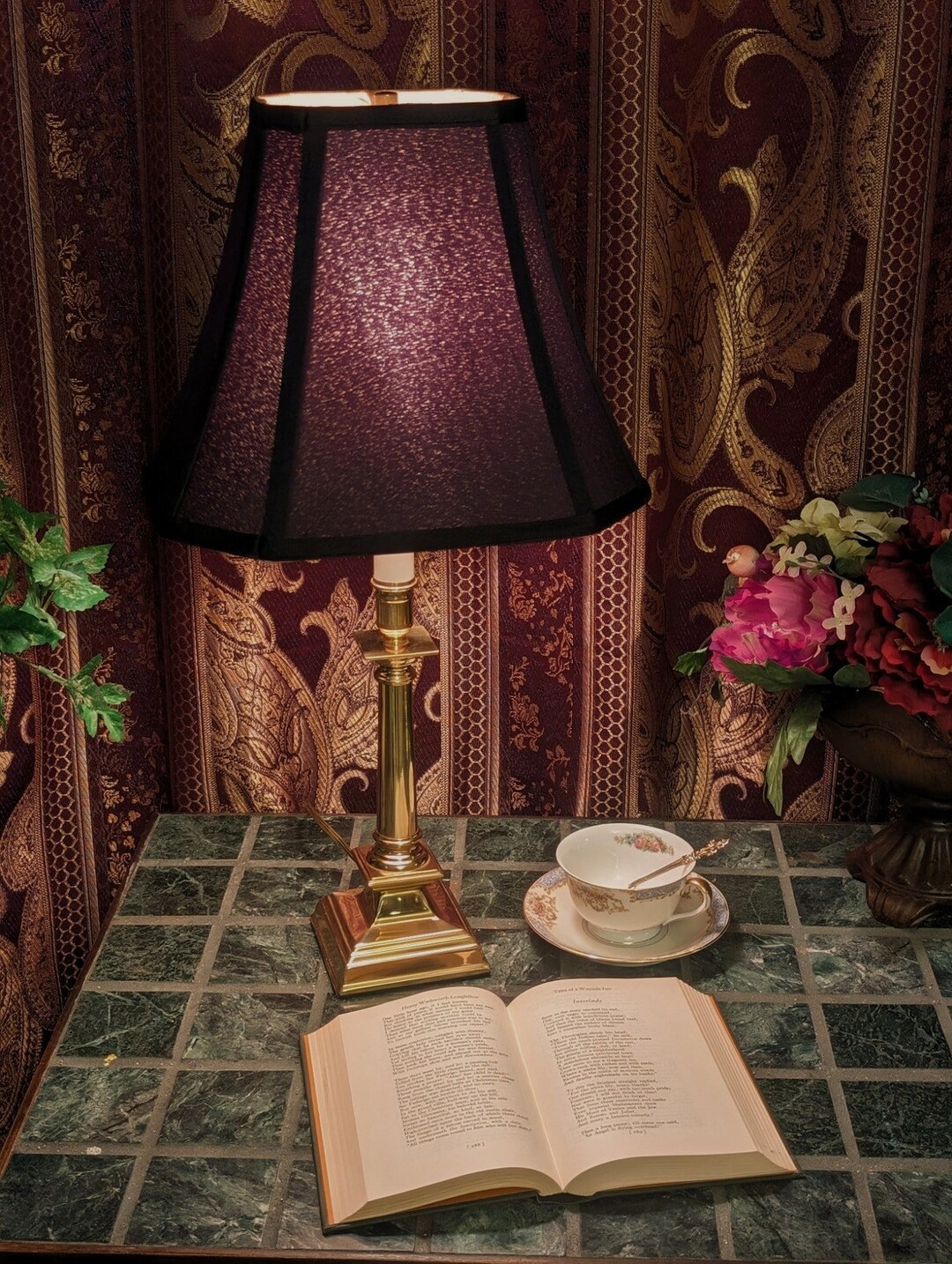 Square Base Solid Brass Vintage Library Desk Accent Lamp - Etsy