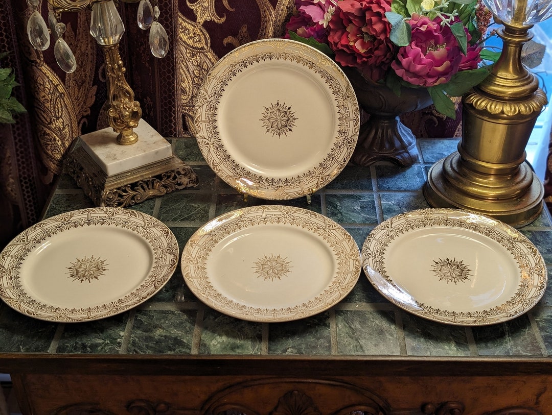 Set of Four Vintage Stetson Dinner Plates With 22k Gold Accents - Etsy