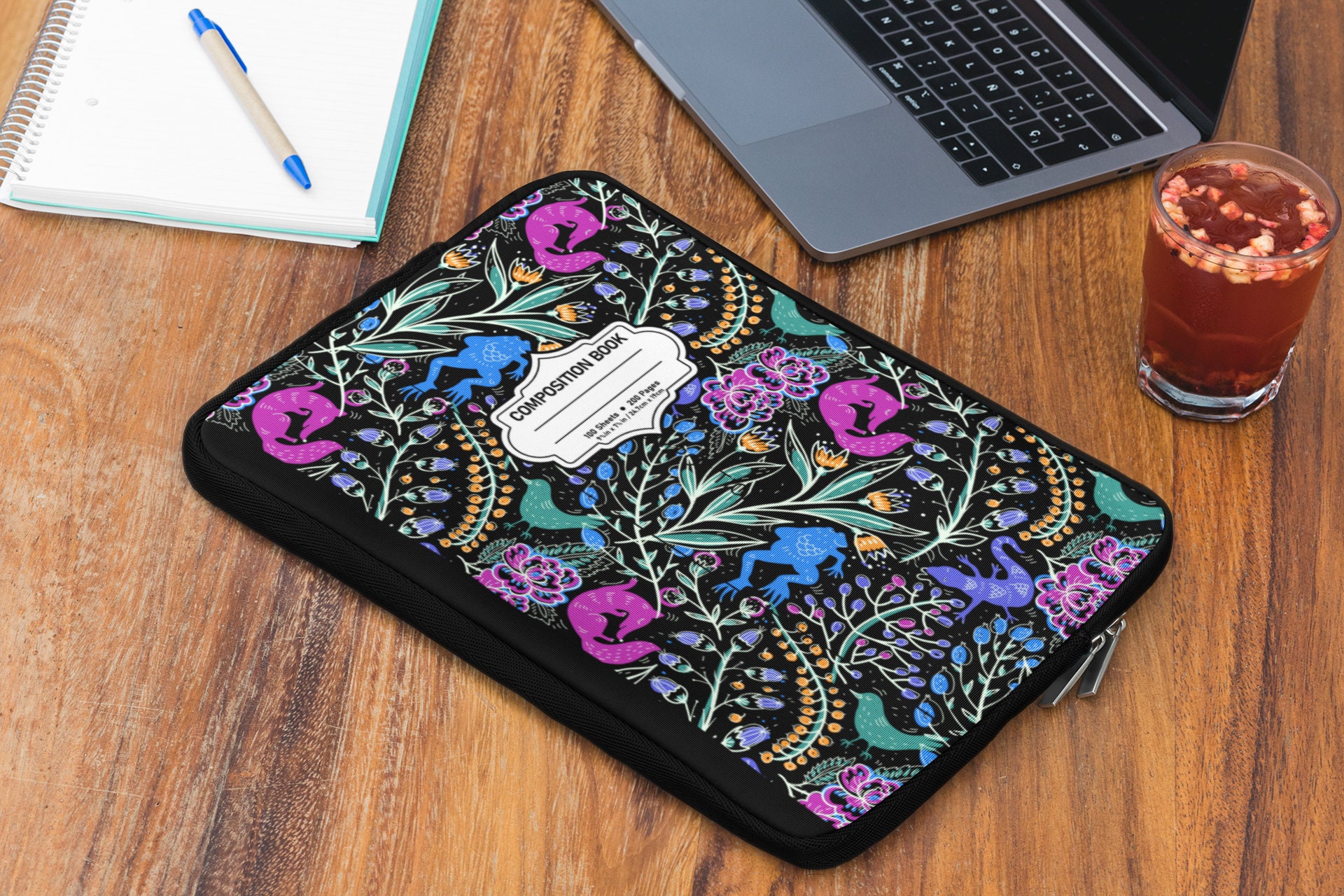 Laptop Sleeve Dark Witchcore Cottagecore Oriental Fusion Botanical ...