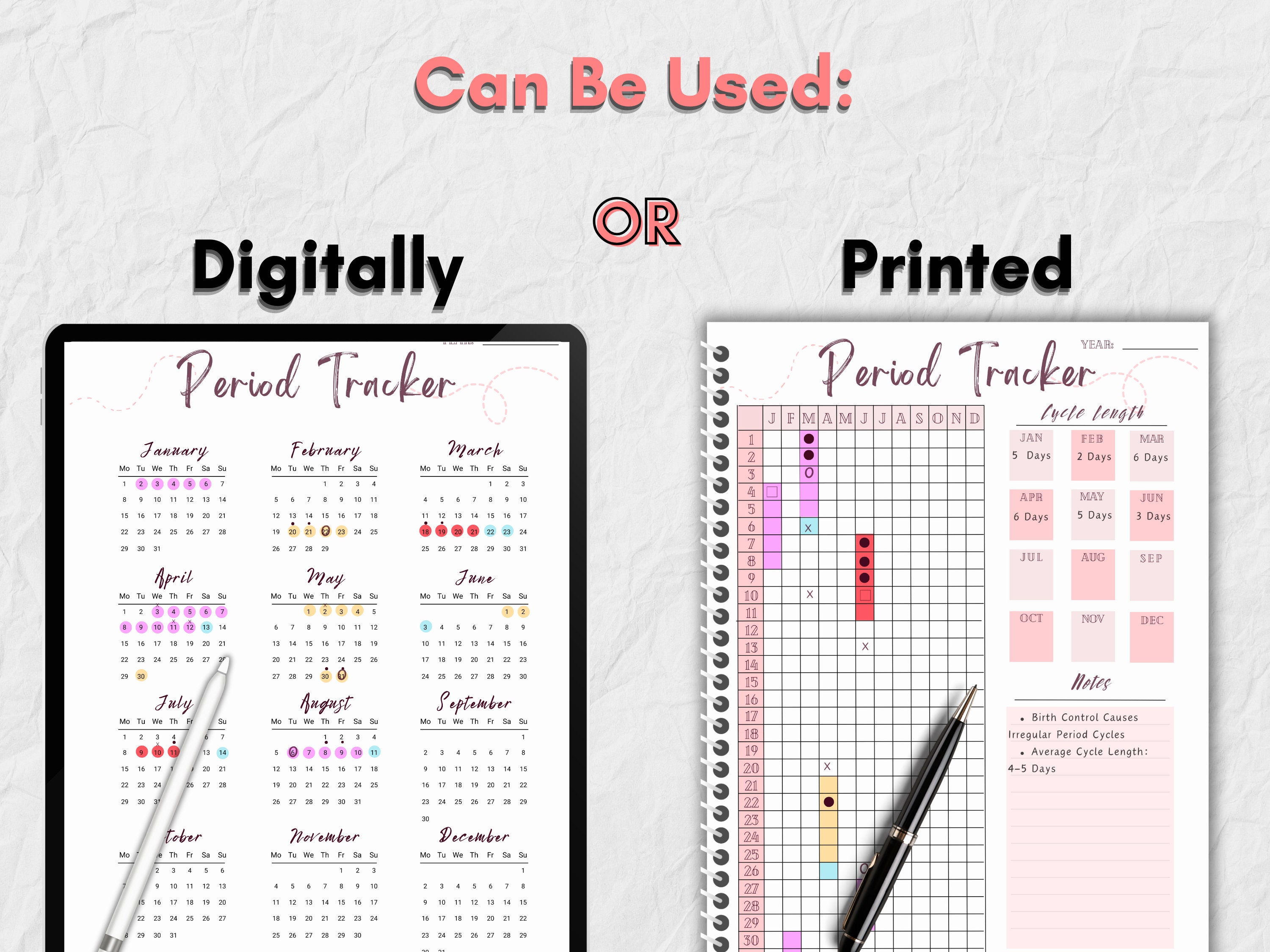 Yearly Period Tracker Planning Template Digital Ovulation - Etsy