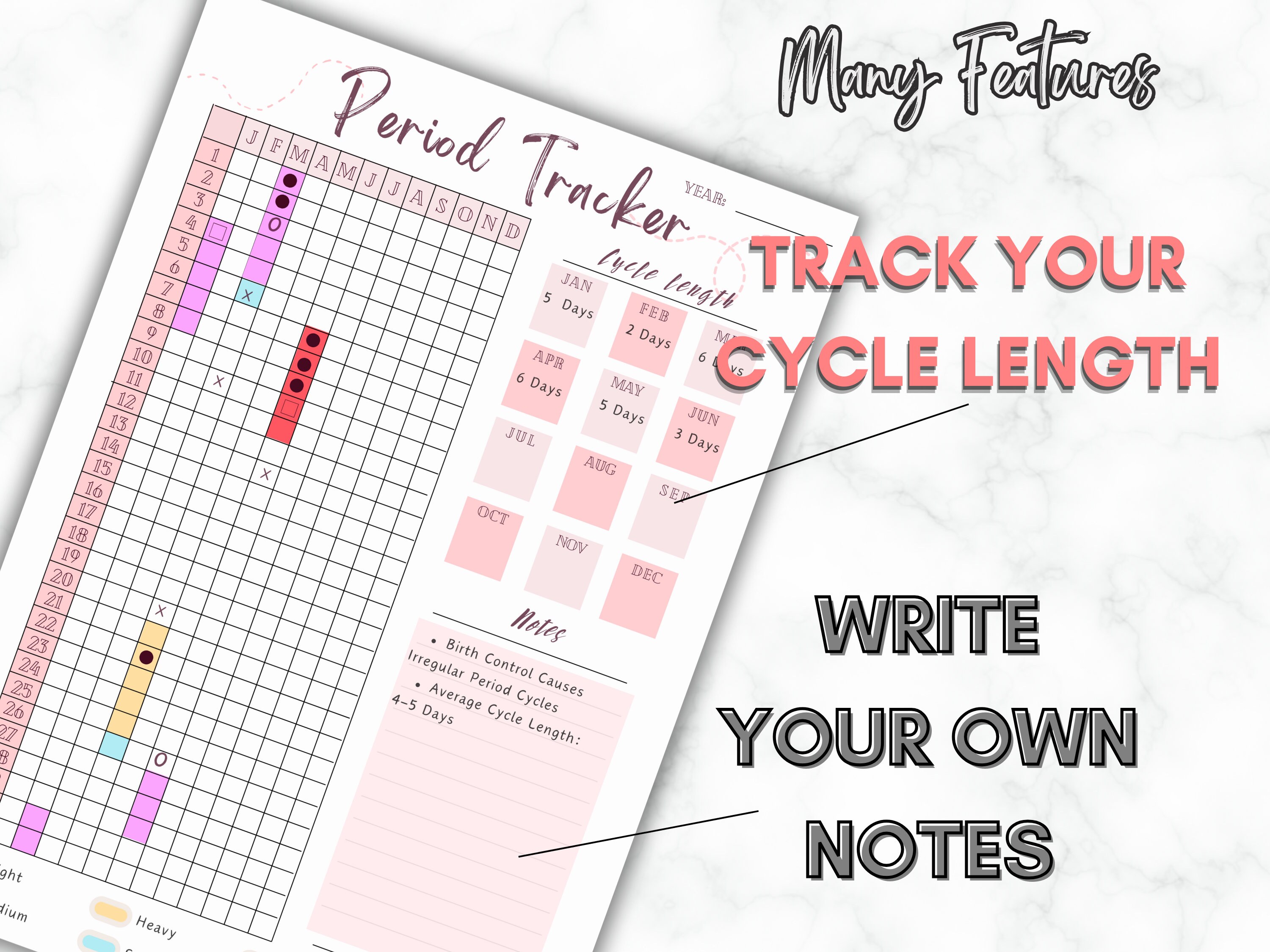 Yearly Period Tracker Planning Template Digital Ovulation - Etsy