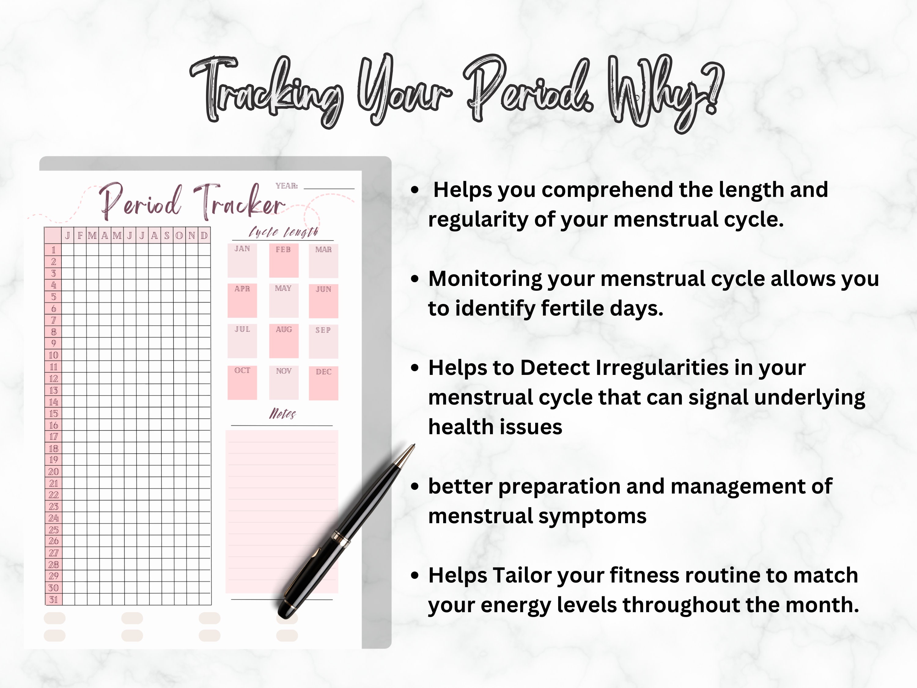 Yearly Period Tracker Planning Template Digital Ovulation - Etsy