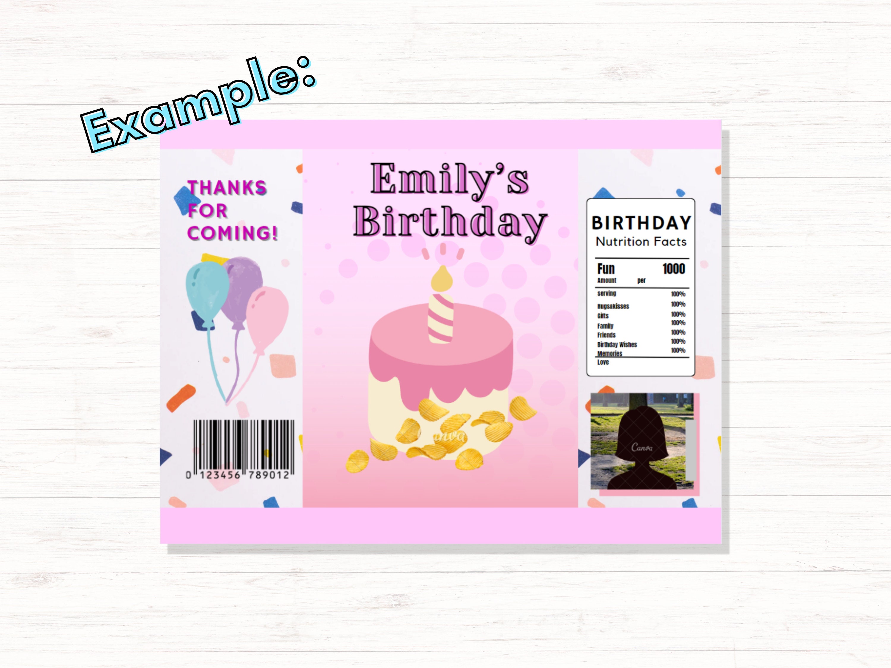 Blank Chip Bag Template Canva, Printable Party Favor Template Chip Wrap ...