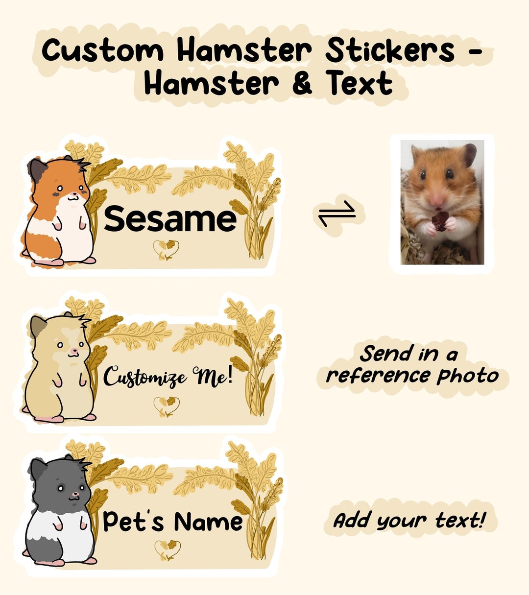 Custom Syrian Hamster Sticker Nametag Personalized Hamster - Etsy