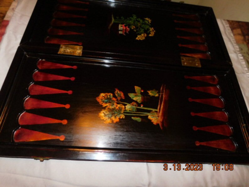 Antique Backgammon Set handcrafted - Etsy