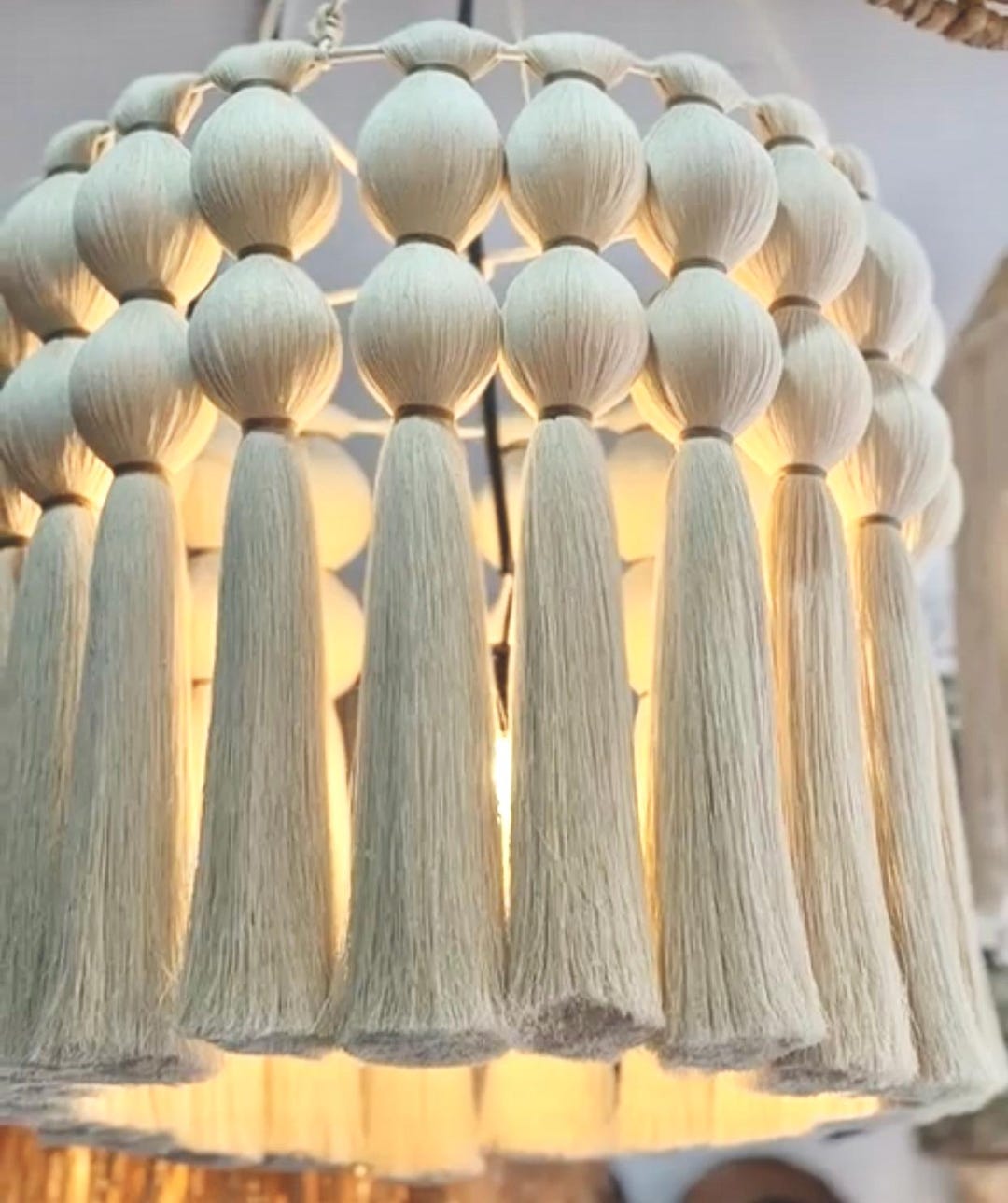 Macrame Tassel Pendant Light, Boho Ceiling Light Fixture, Handmade ...