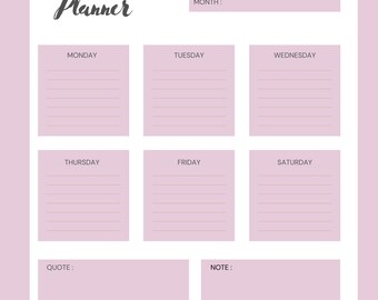 Pink Weekly Planner Page - Etsy