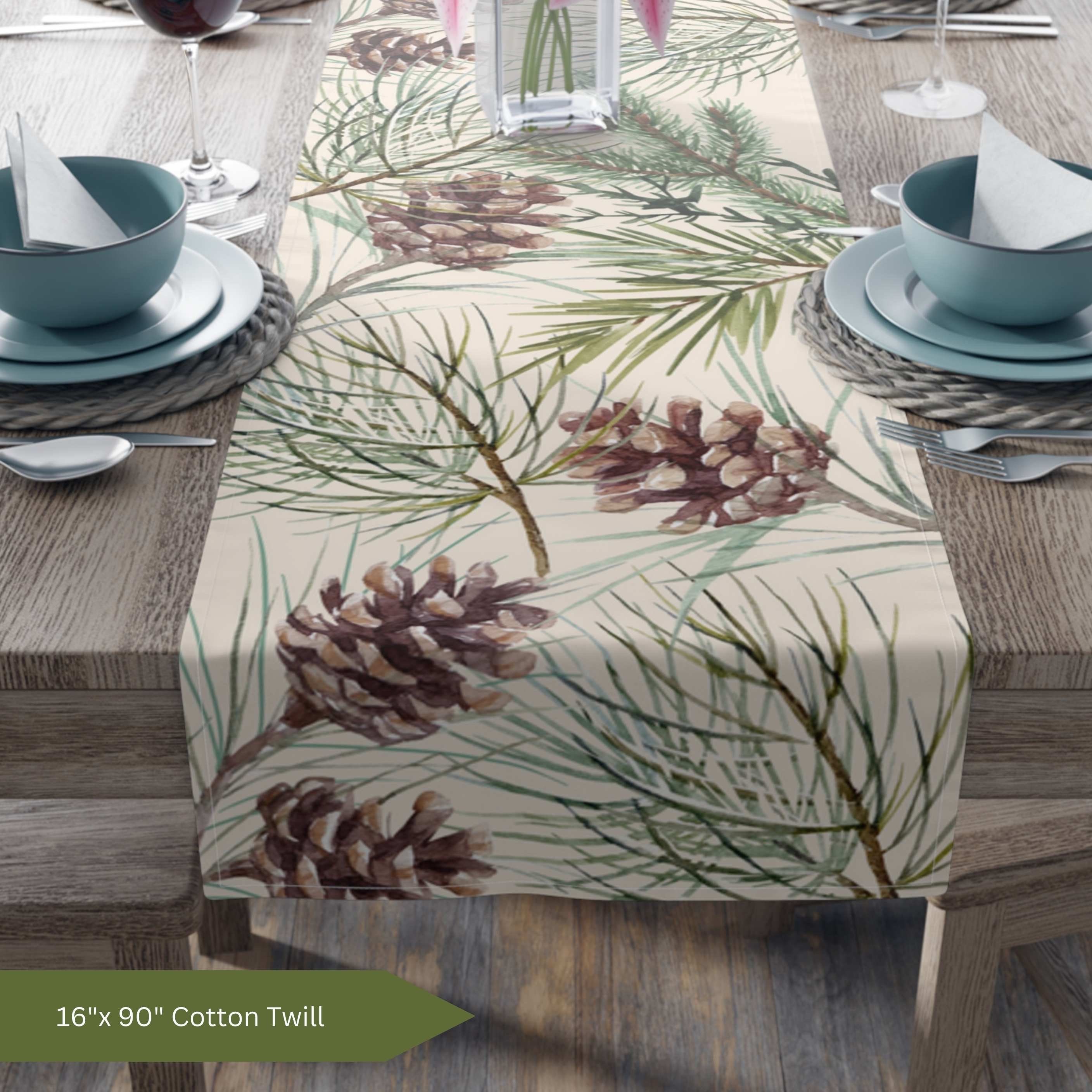 Evergreen Winter Table Runner for Kitchen Home Decor, Christmas ...