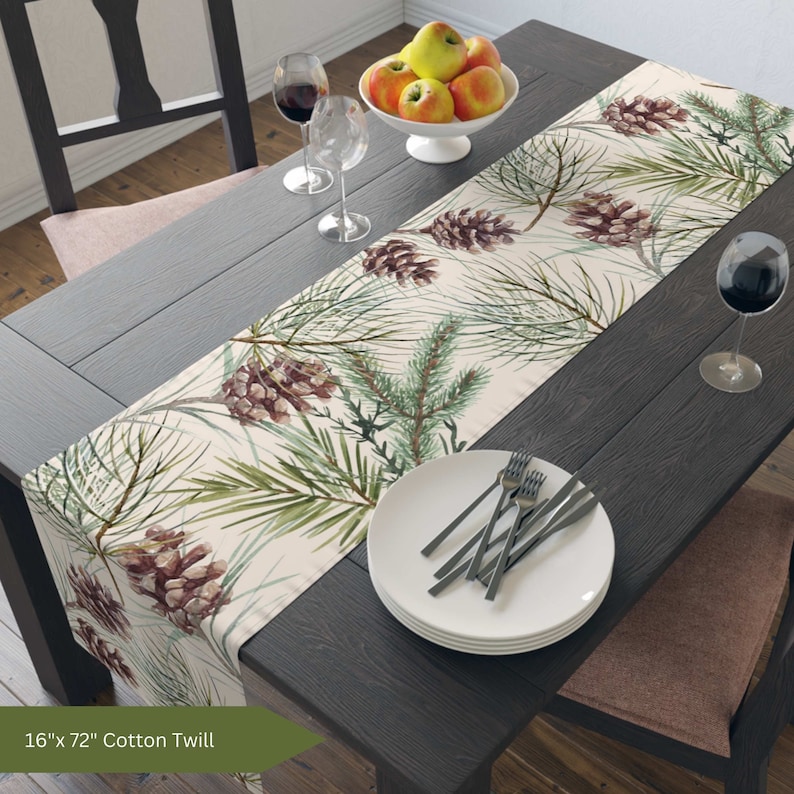 Evergreen Winter Table Runner for Kitchen Home Decor, Christmas ...