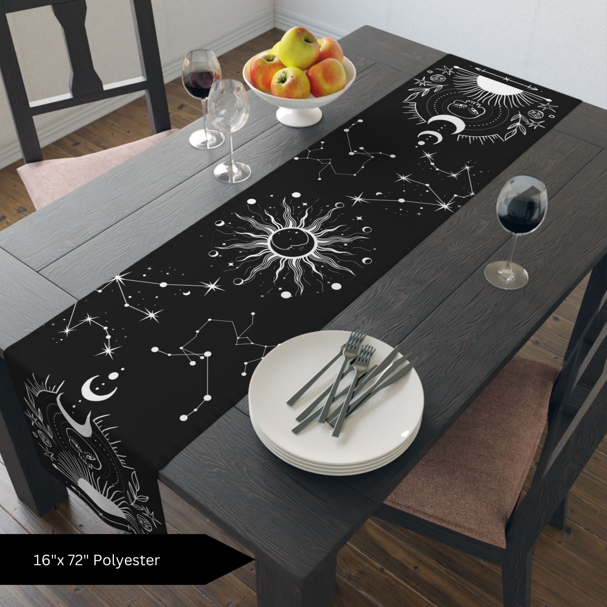 Dark Academia Celestial Table Runner for Witchy Gothic Kitchen Decor ...